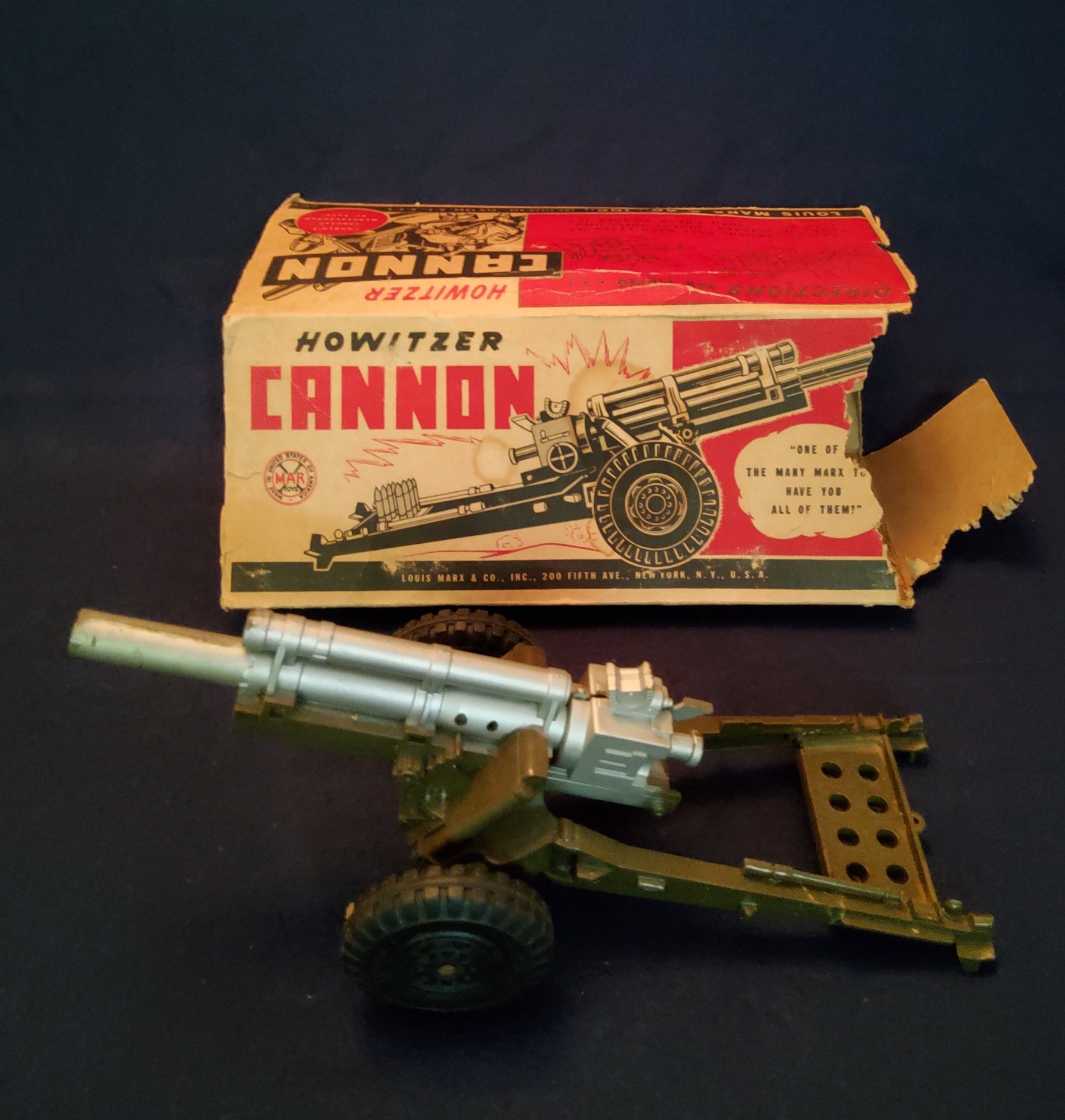 (B34) Vintage Louis Marx & Co. Howitzer Cannon Toy In Original Box ...