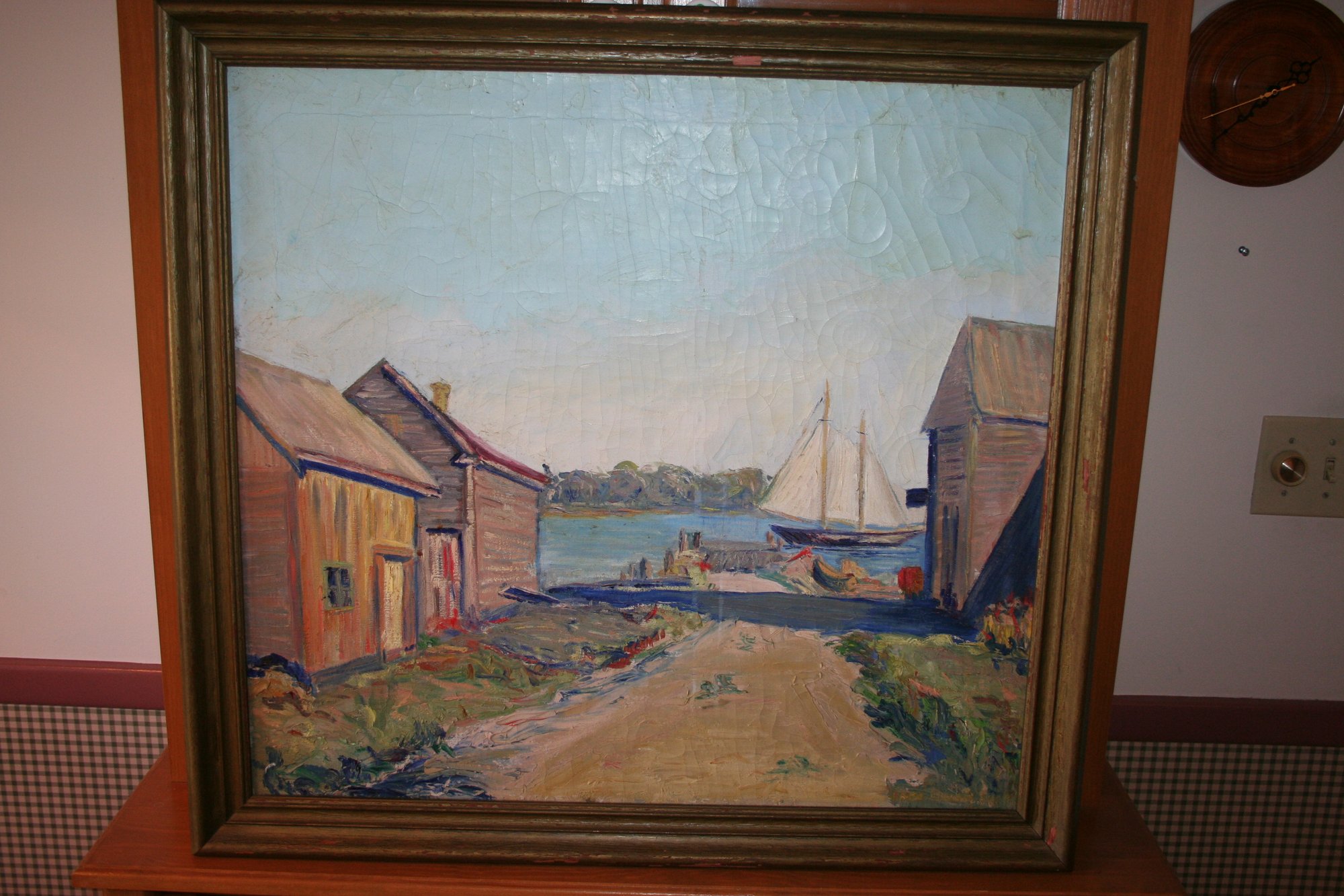 Vintage Faith Fullam Rugg Signed Oil Painting Boating Village Scene ...
