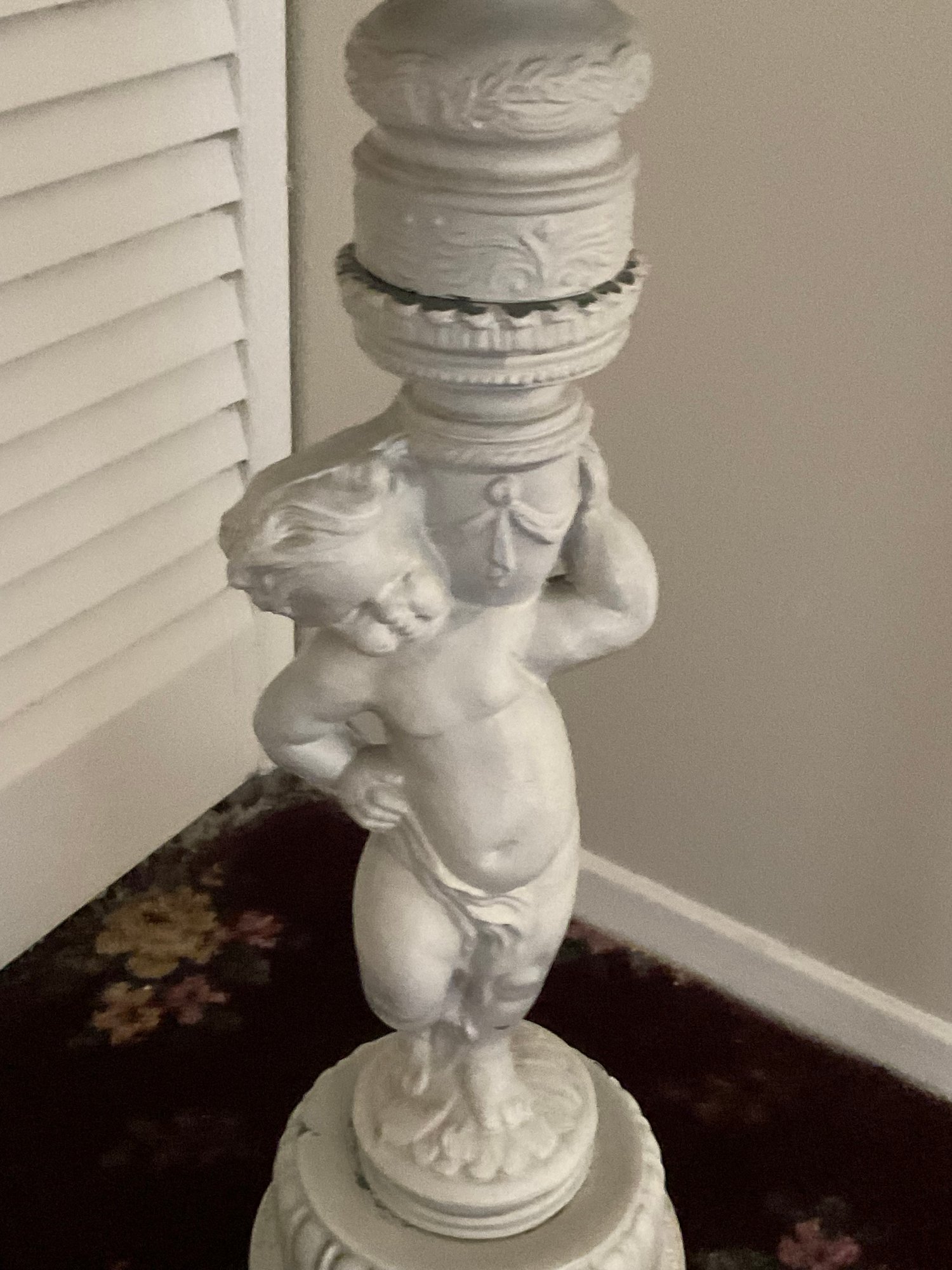 Vintage Cast Iron Cherub Table With Marble Top #2836 | Auctionninja.com