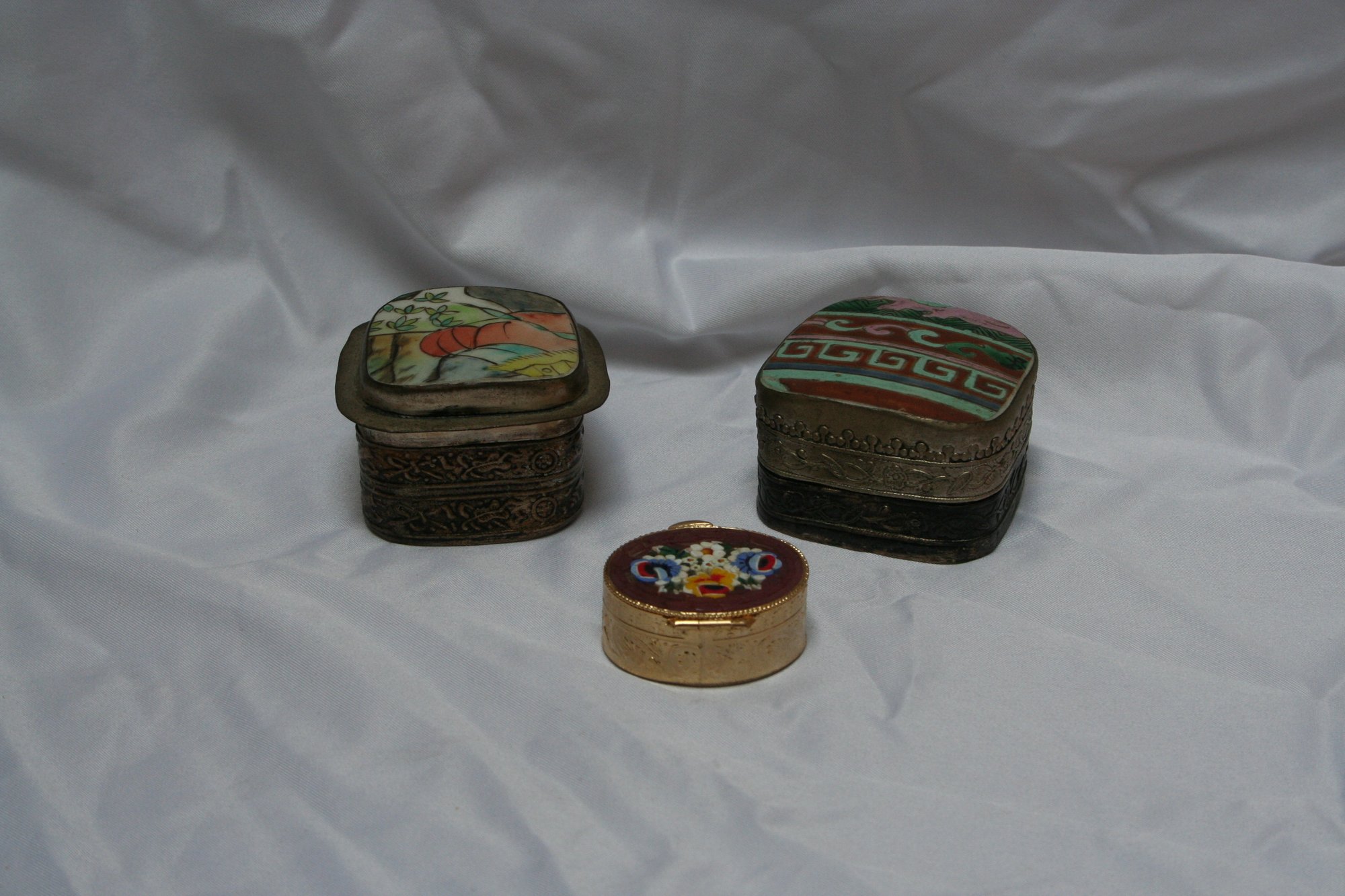 Lot Of Three (3) Vintage Enameled Boxes - Smallest Marked Italy #1353 ...