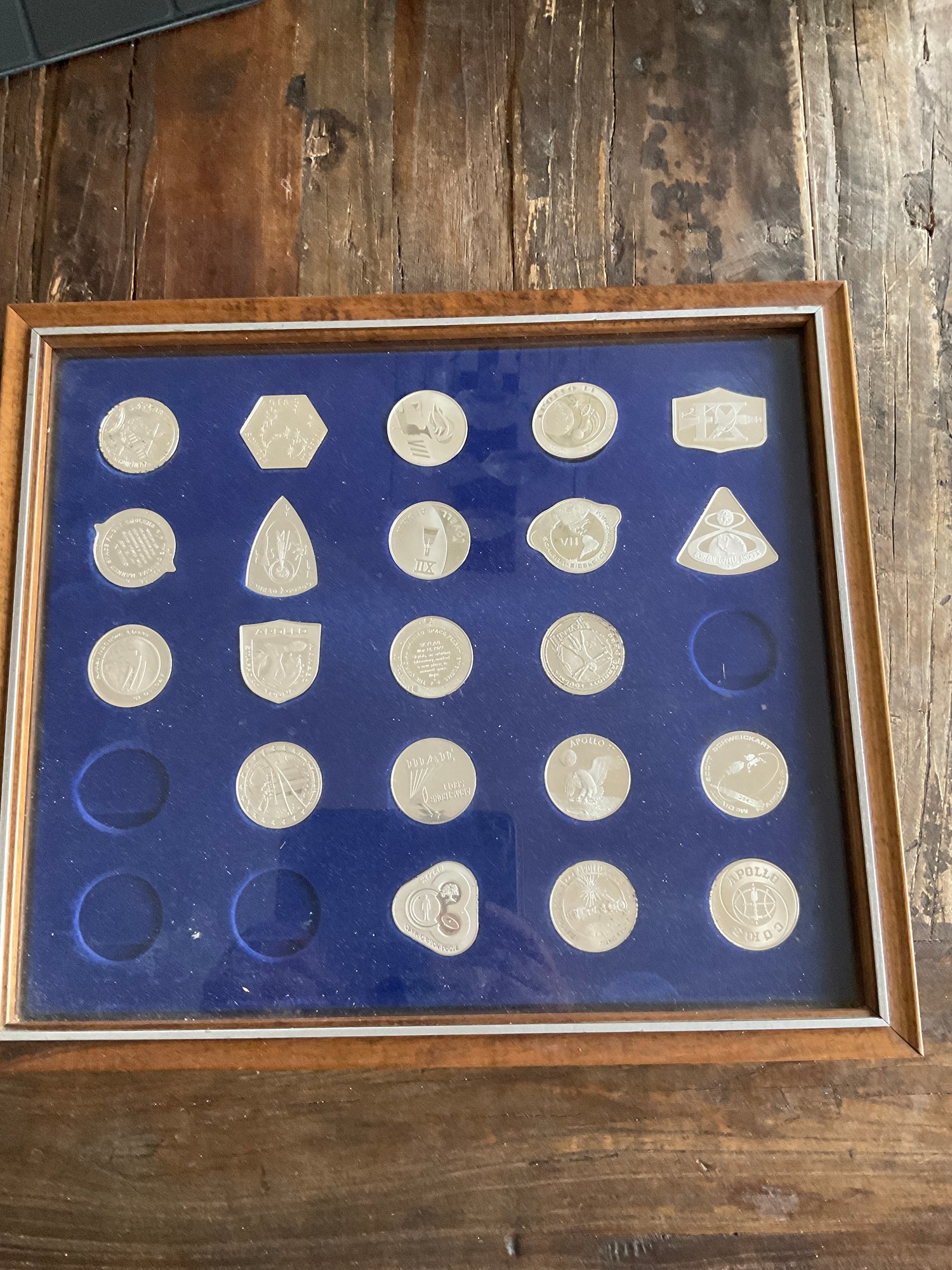 Project Apollo Sterling Silver Coin Set In Wooden/Glass Display 21 ...