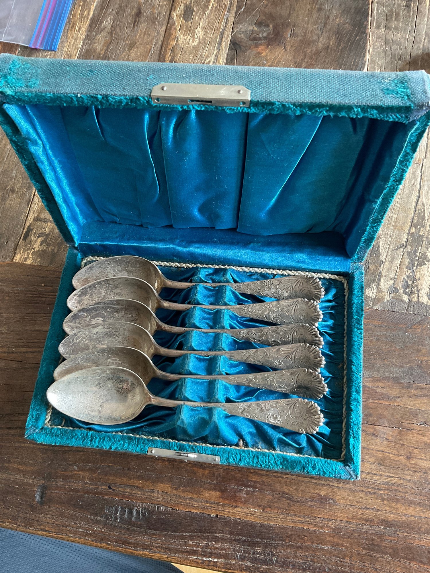 (JP030) Lot Of Six (6) Sterling Silver Spoons With Case 4.07 Troy Oz ...