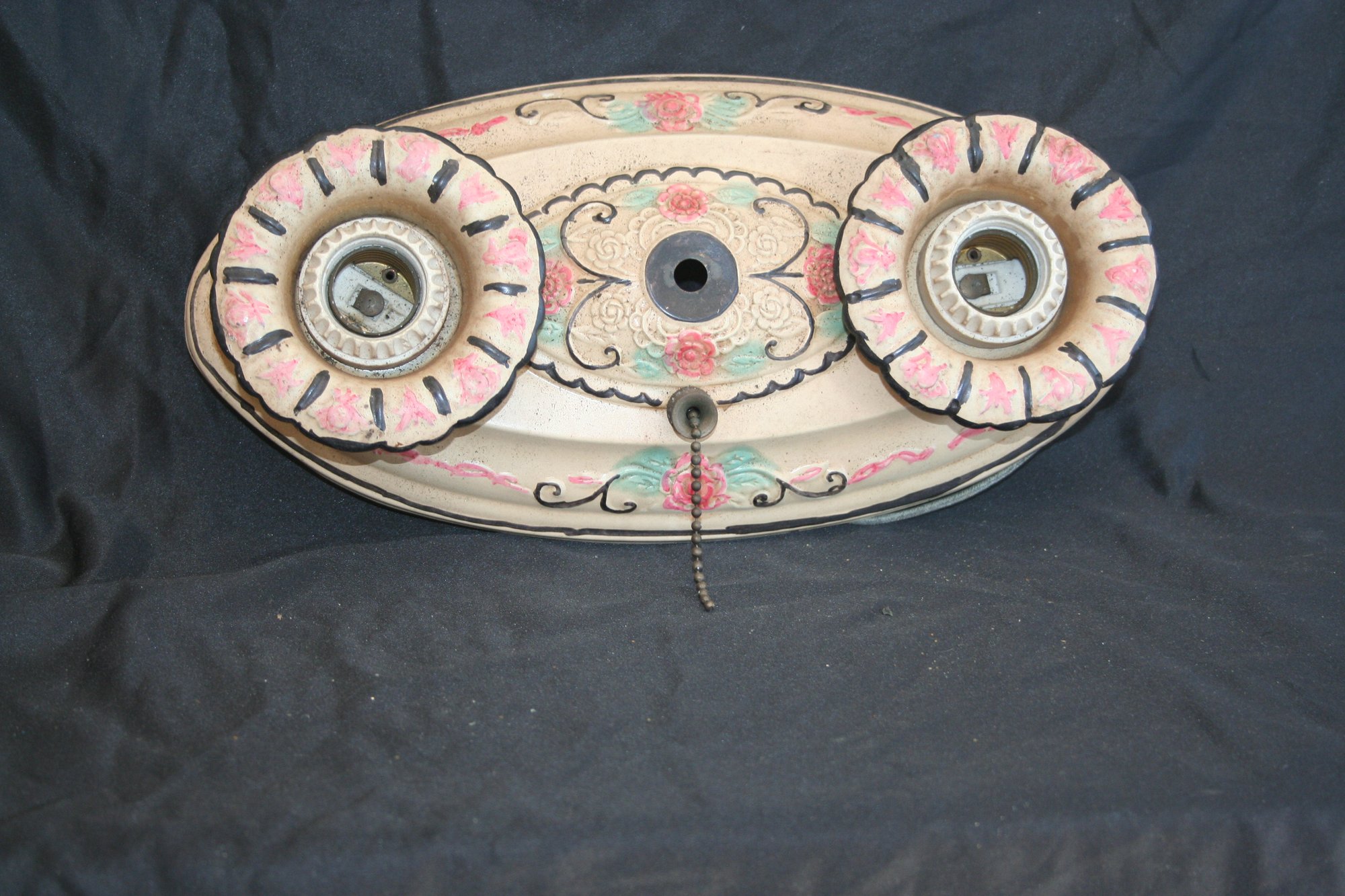 Vintage Double Light Hand Painted Ceiling Light Fixture #1690 ...