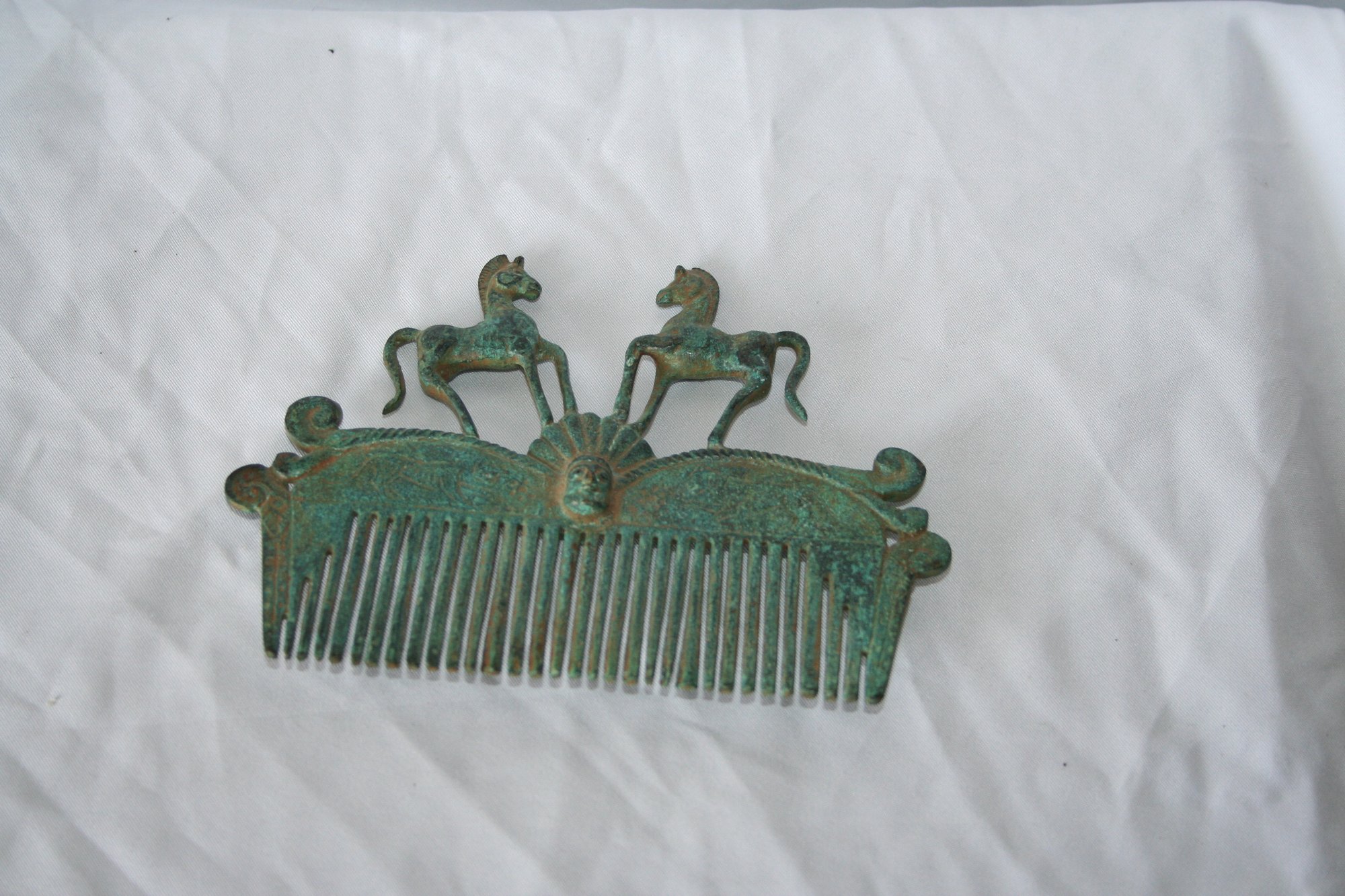 Italian Verdigris Bronze Hair Comb With Two Prancing Horses Made In ...