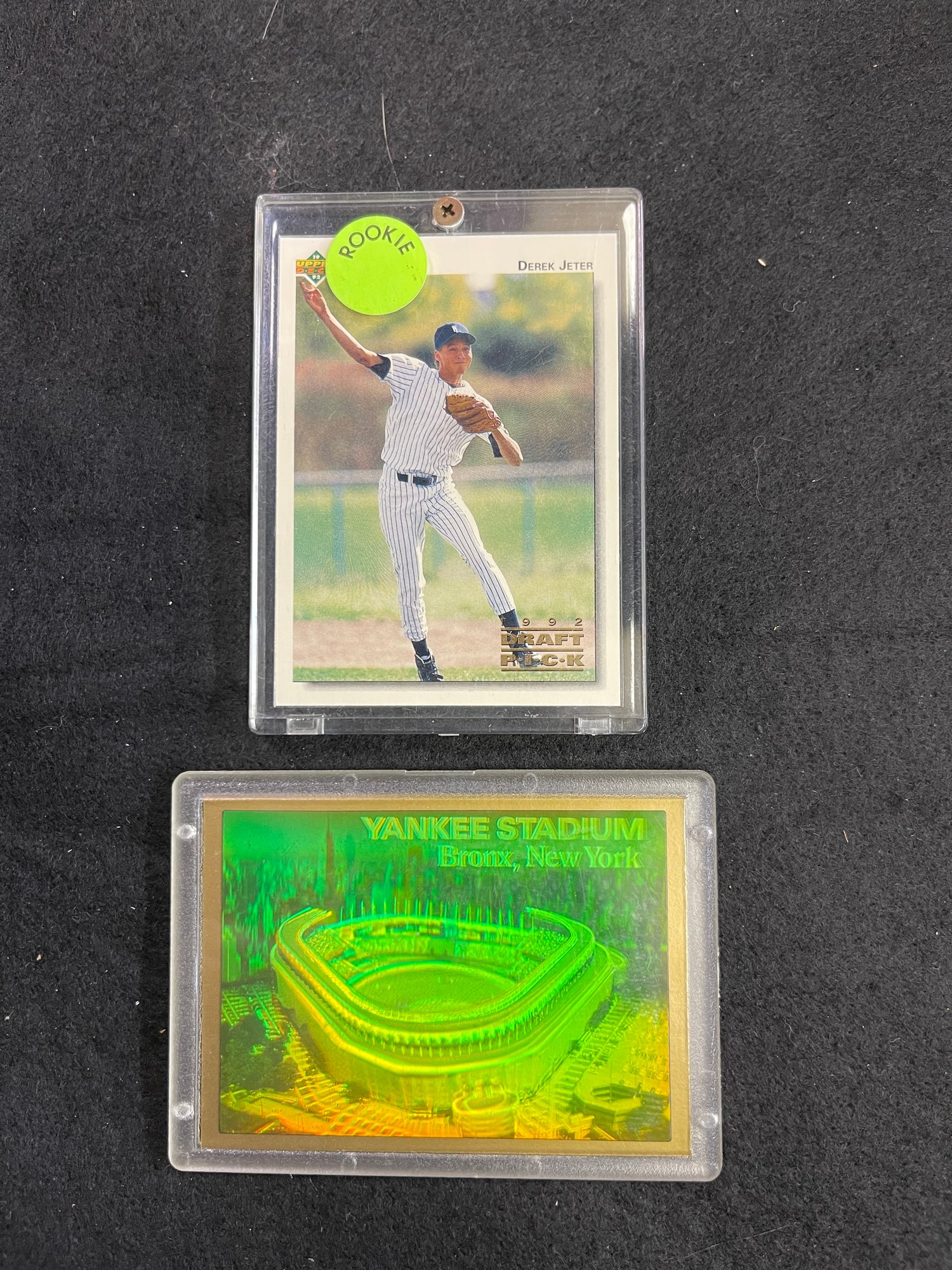 Derek Jeter Rookie Card In Protective Case , Yankees Stadium Foil Card ...
