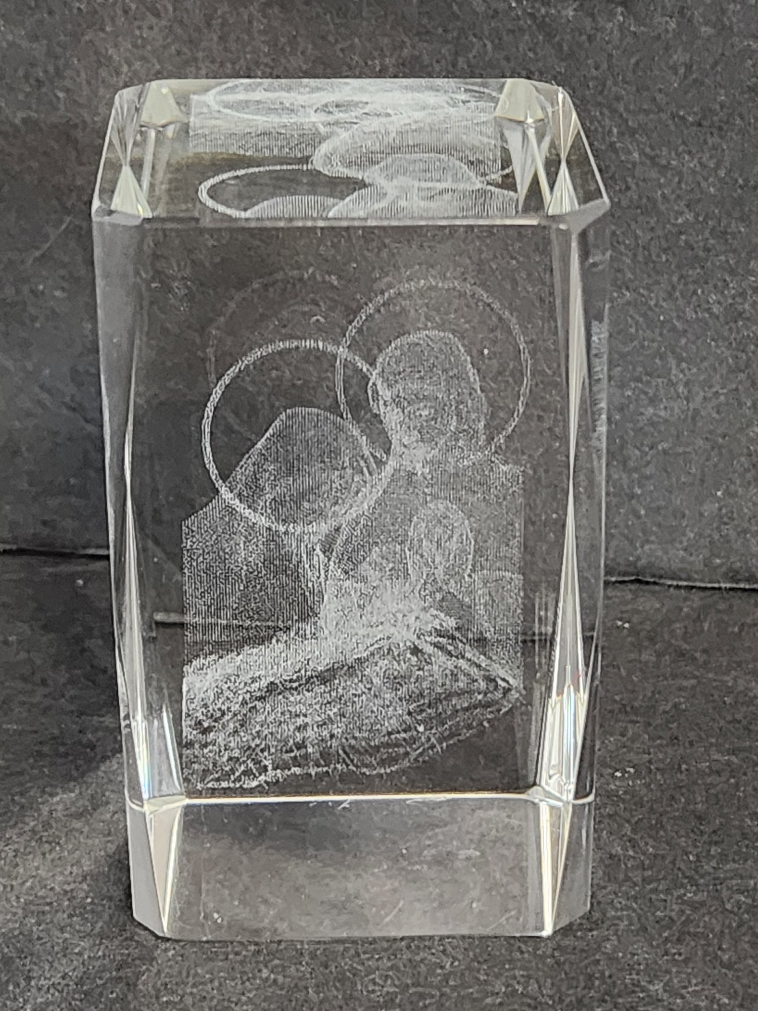 Crystal Engraved Mother Mary, God & Baby Jesus #6180 | Auctionninja.com