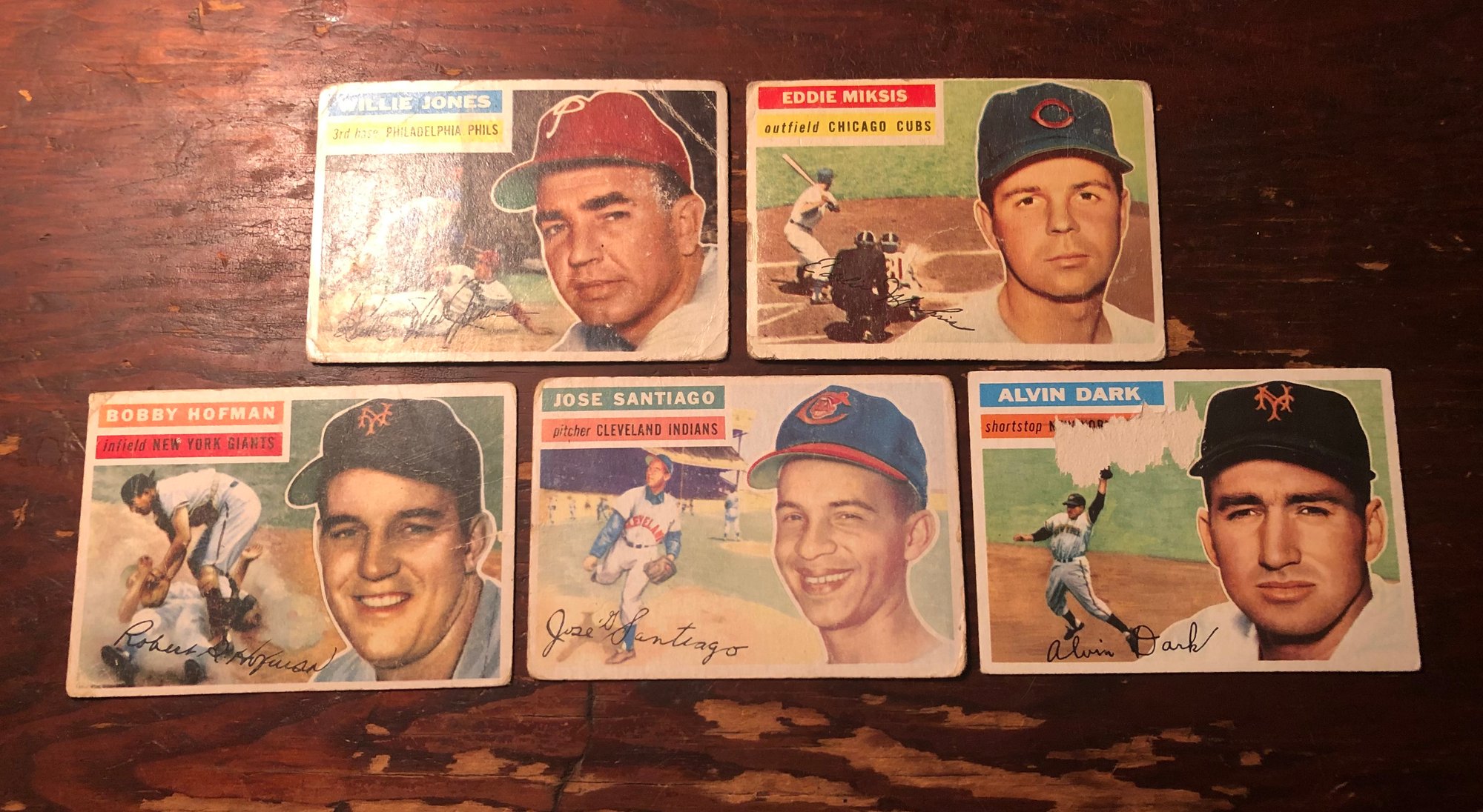 1956 Topps 5 Low Grade Baseball Cards #5670 | Auctionninja.com