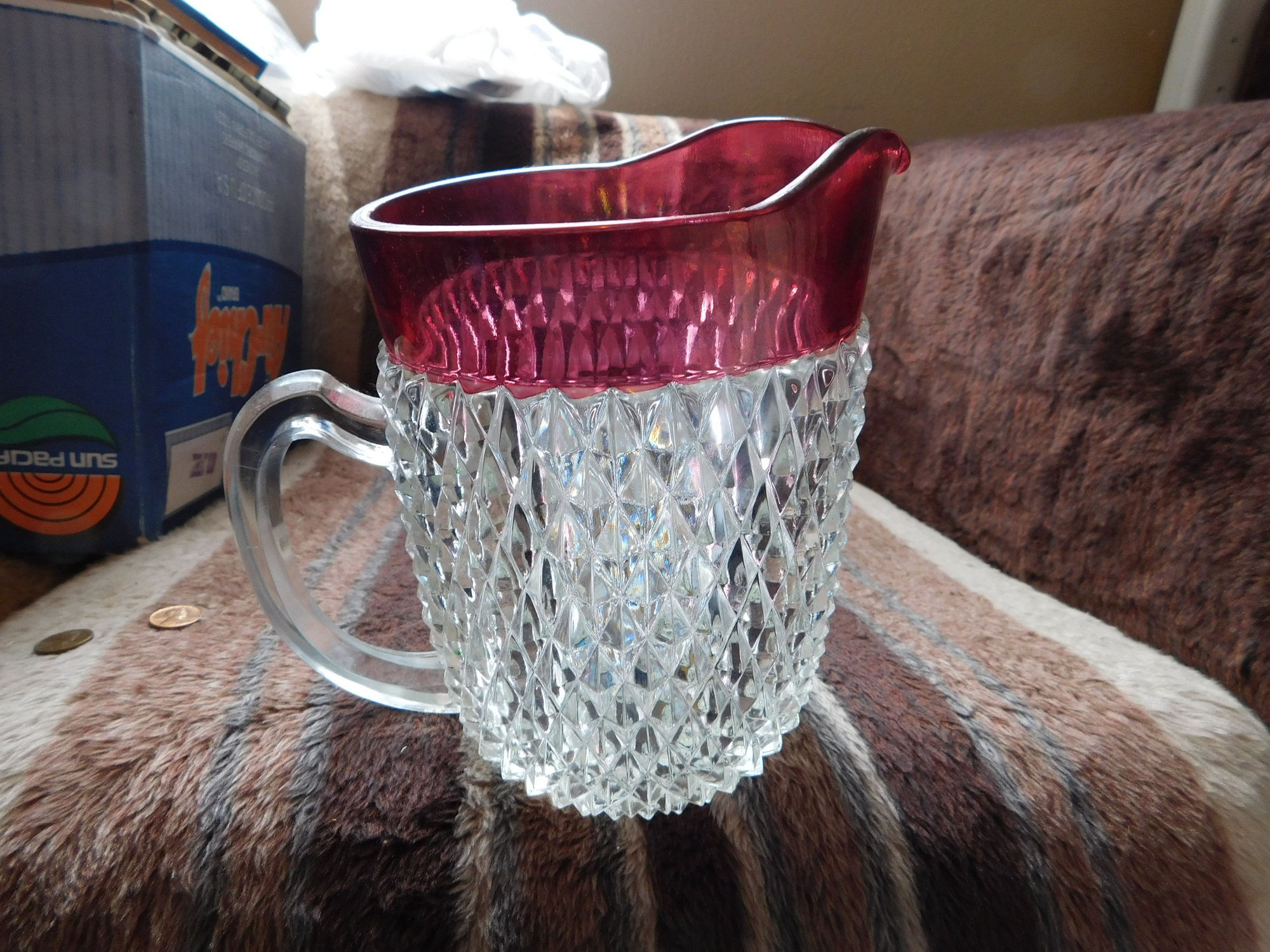 Indiana Glass Diamond Point Flash Pitcher #1013 | Auctionninja.com