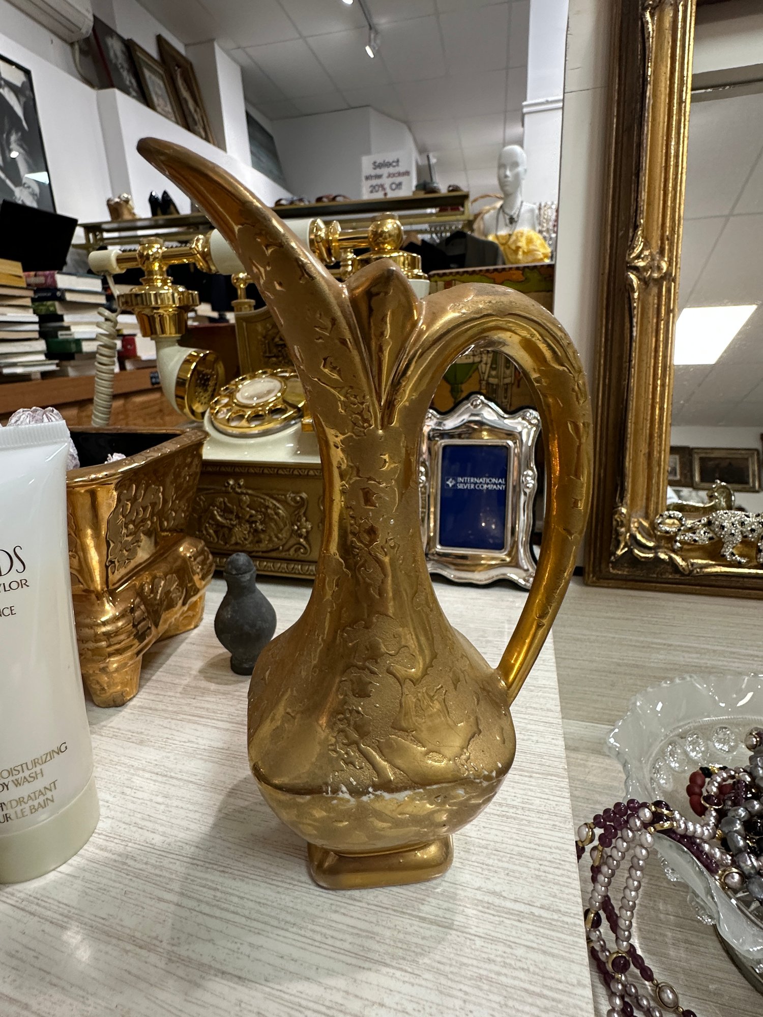 Savoy Weeping Gold Pitcher - 8" Tall - Weeping Gold Pitcher #2212 ...