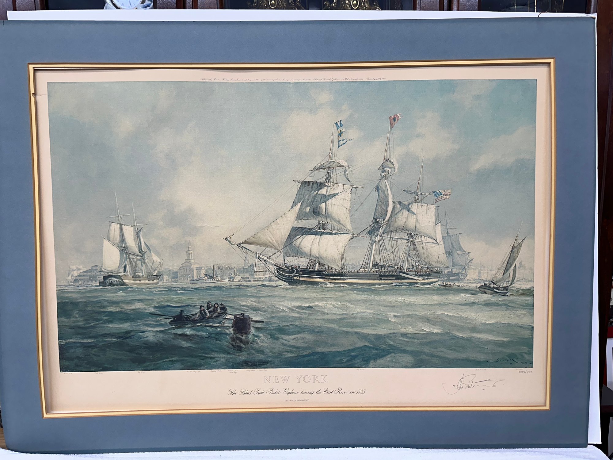 New York The Black Ball Packet "Orpheus" Leaving The East River In 1835 ...