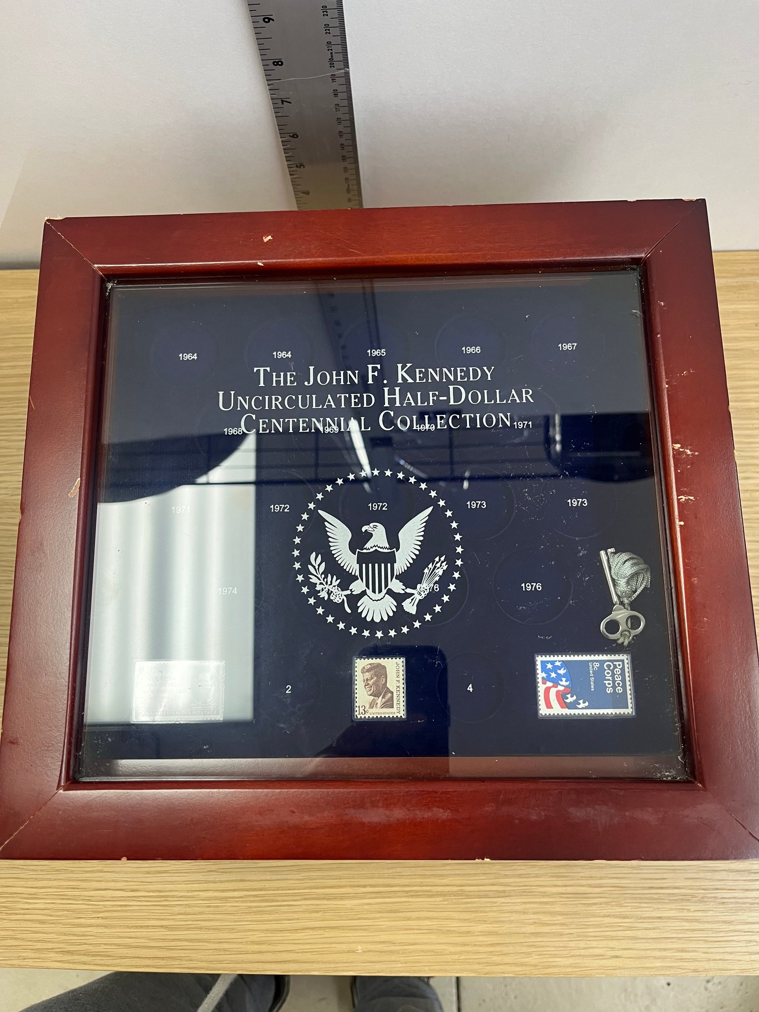 John F Kennedy Proof US Half Dollar Coin Collection Wooden Display Case ...