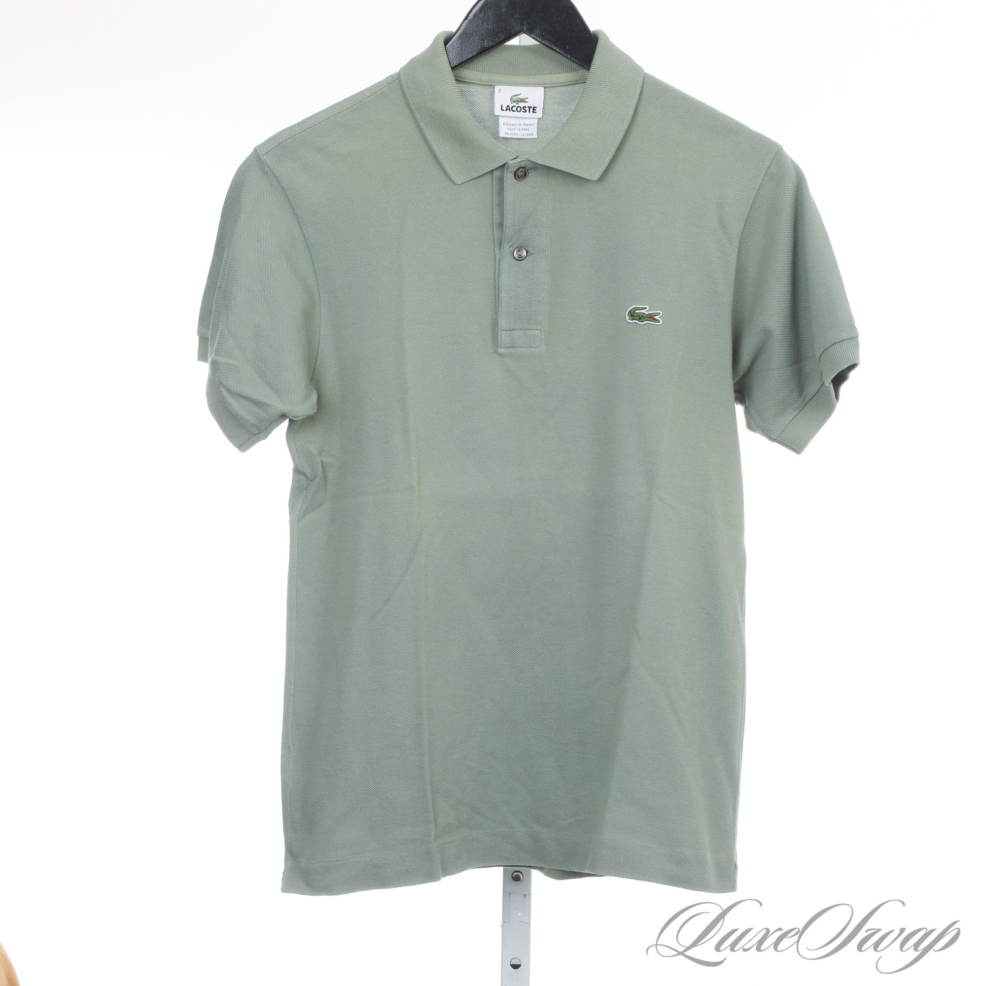 #1 GREAT CONDITION LOT OF 3 MENS LACOSTE SOLID SAGE GREEN, BLACK, AND ...