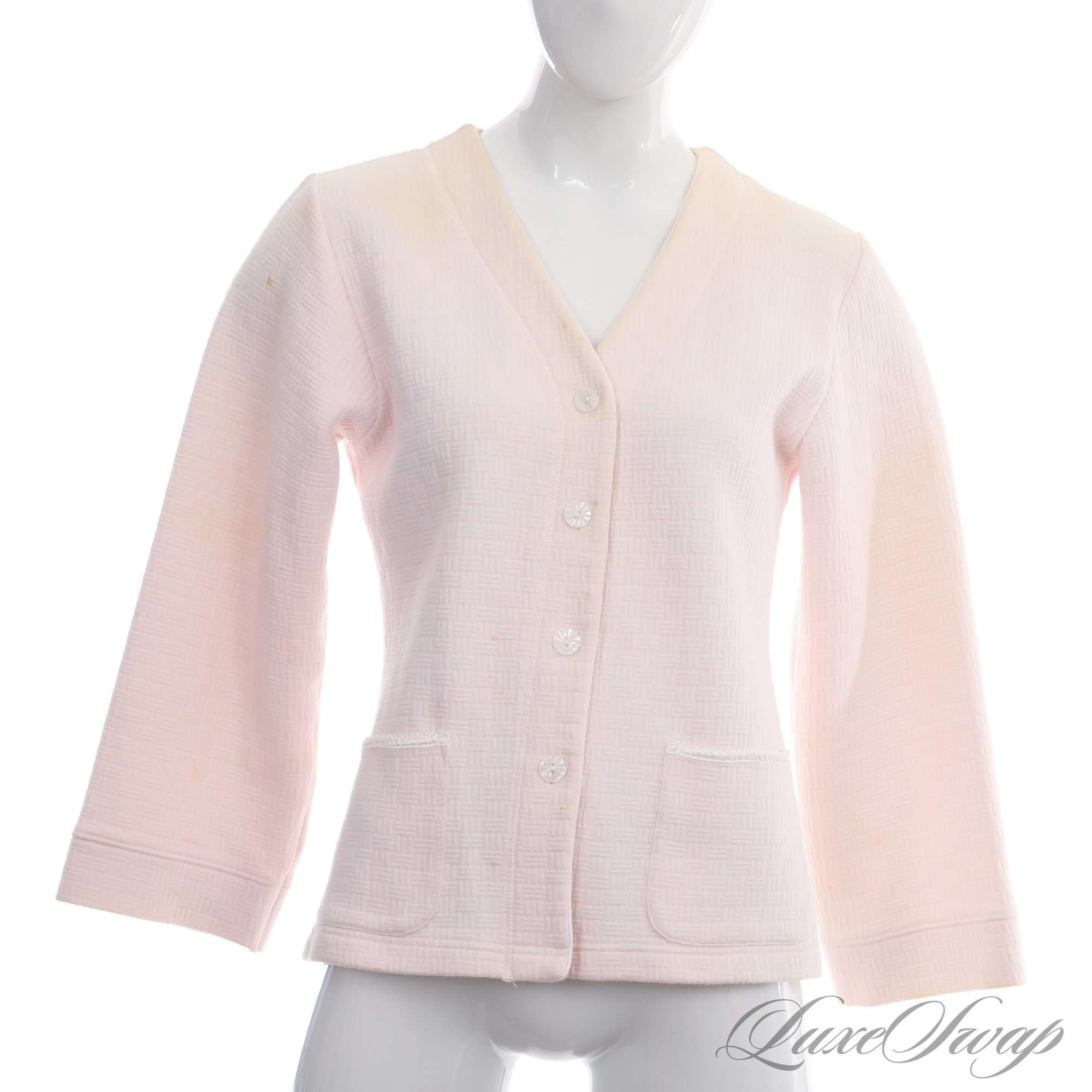 VINTAGE OSCAR DE LA RENTA BABY BLUSH PINK BASKETWEAVE STRETCH ...