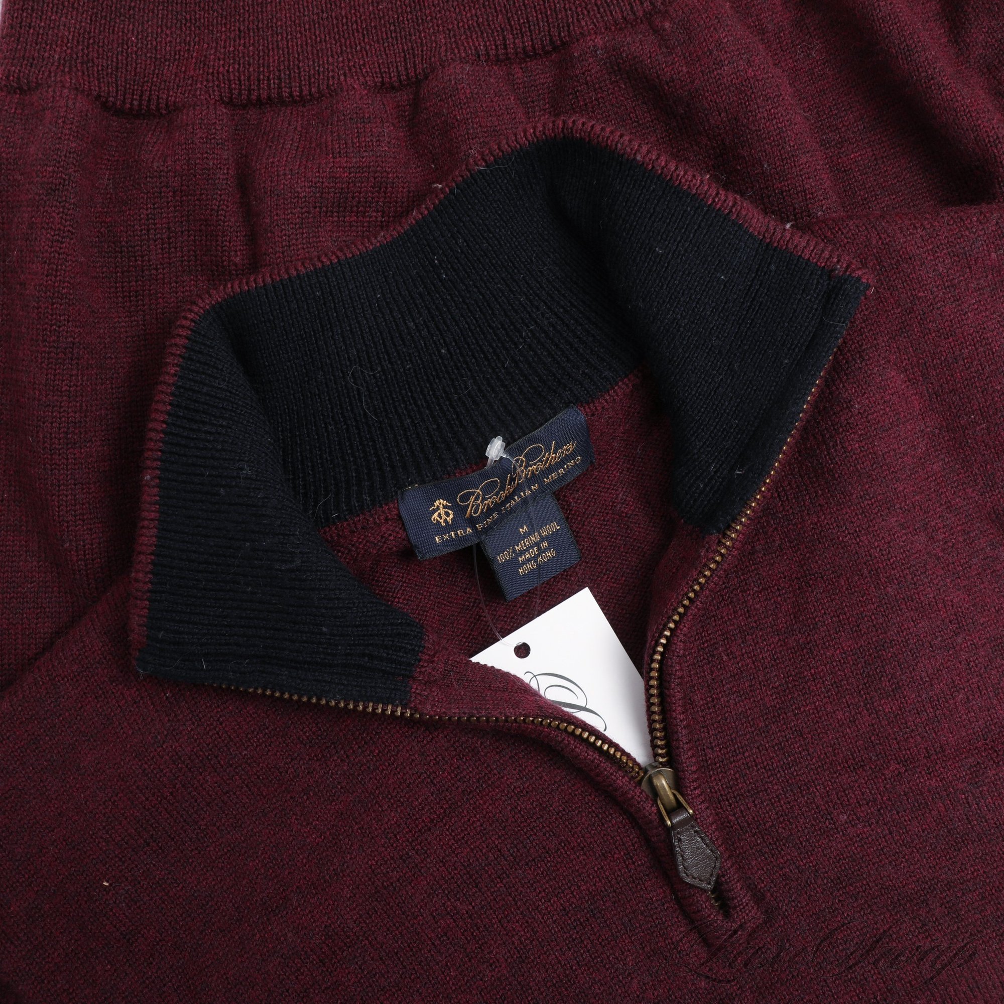 BROOKS BROTHERS EXTRAFINE ITALIAN MERINO WOOL SOLID DEEP PLUM WINE 1/4 ...