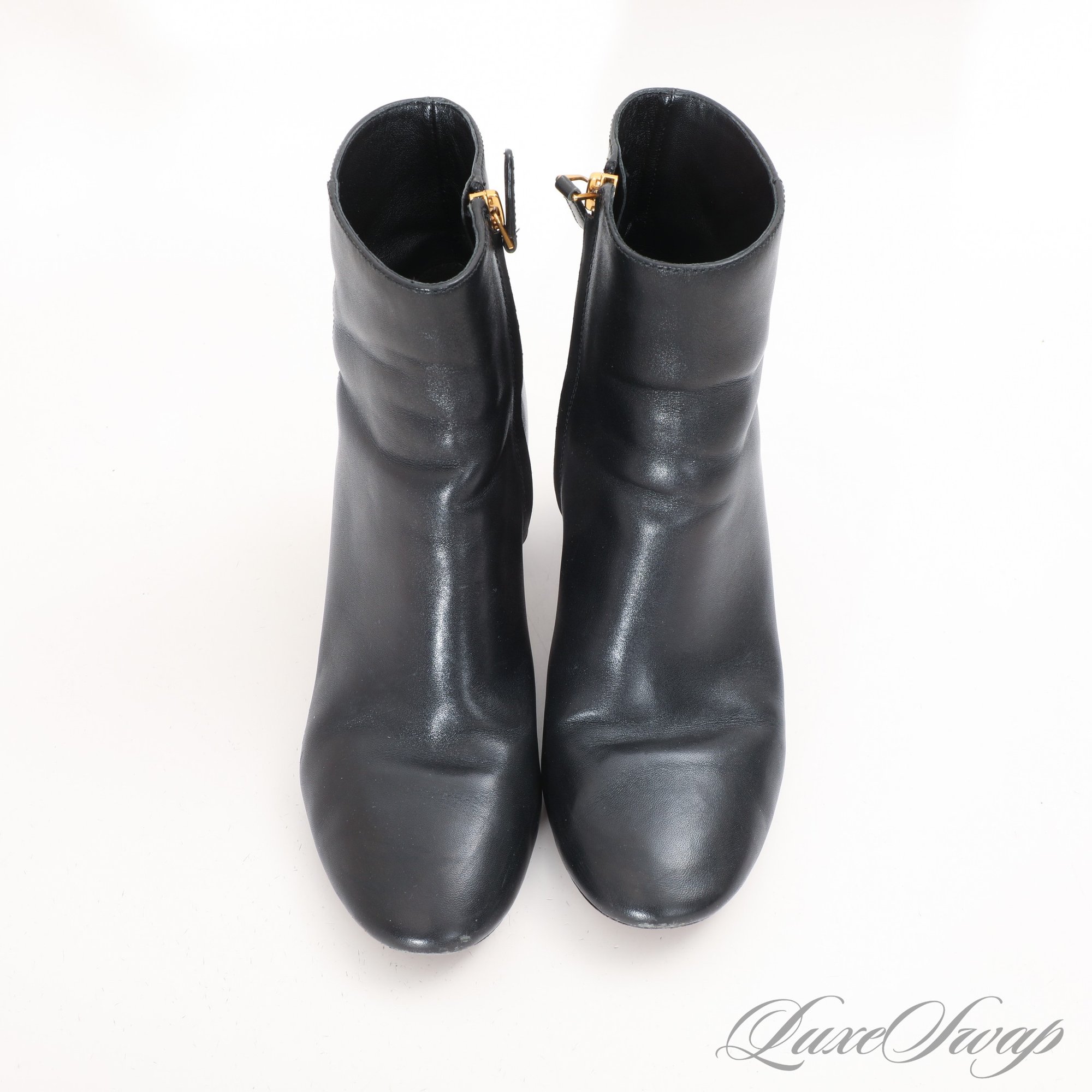 #19 NEAR MINT AND ROCK SOLID TORY BURCH BLACK NAPPA LEATHER GOLD ...