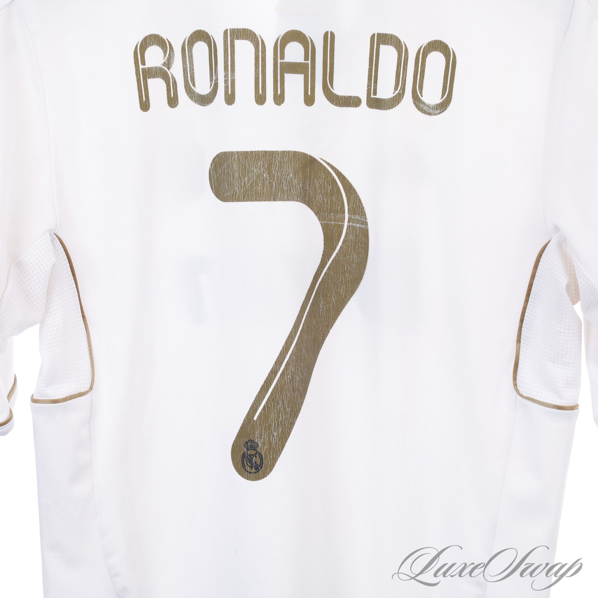 LFGGGGGOOOOALLL! ADIDAS FOR REAL MADRID WHITE/GOLD STRIPED #7 RONALDO ...