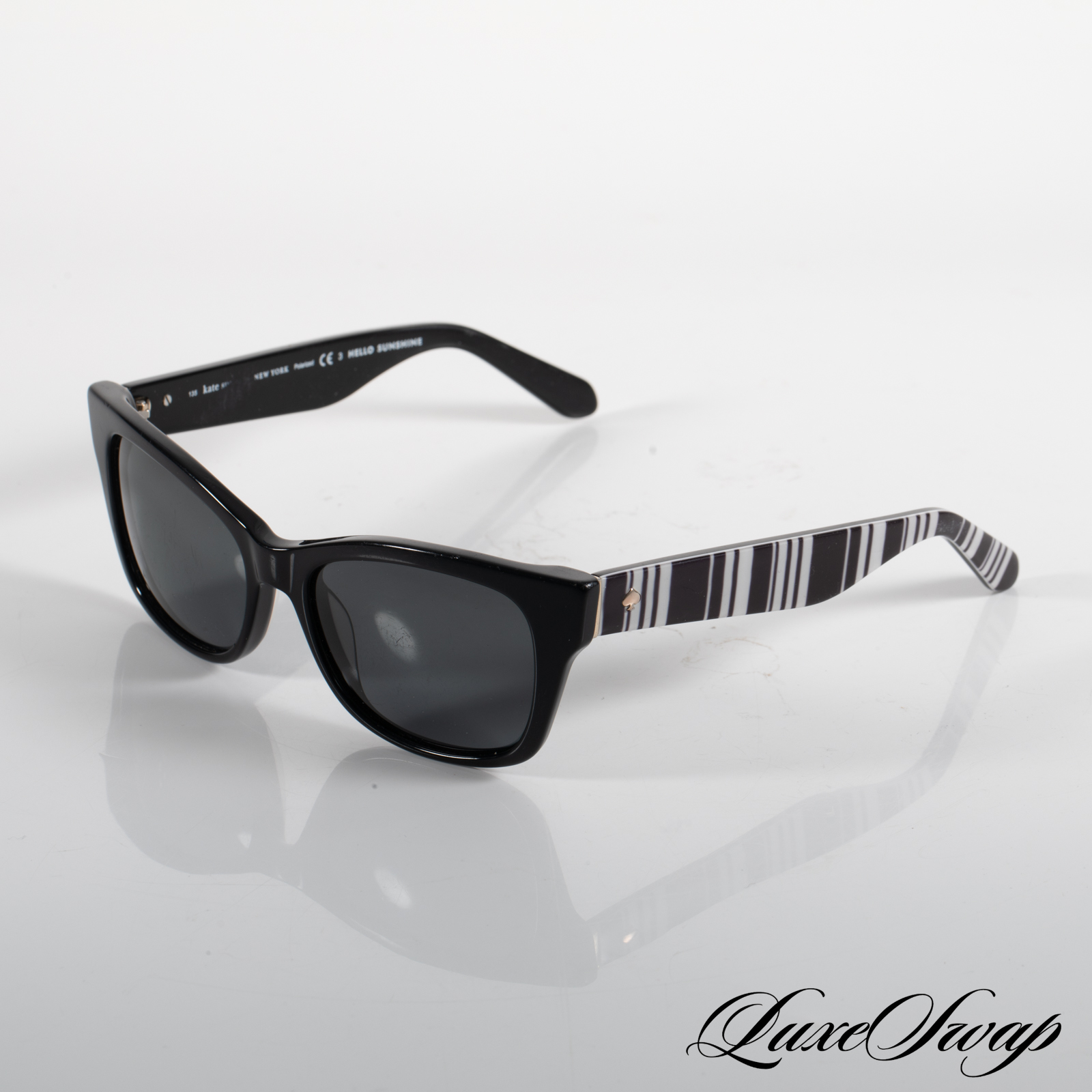 KATE SPADE NEW YORK BLACK POLARIZED PIANO KEYBOARD ARM SHAPED EYE ...