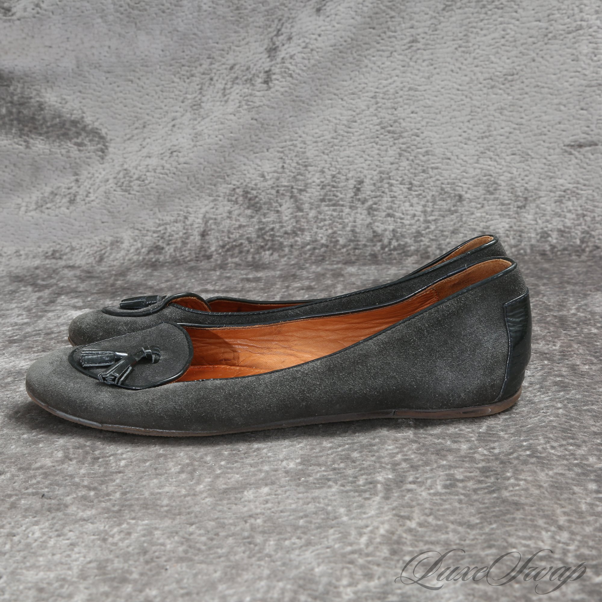 #22 FALLS FINEST LANVIN PARIS SMOKE GREY SUEDE BELGIAN STYLE LOW VAMP ...