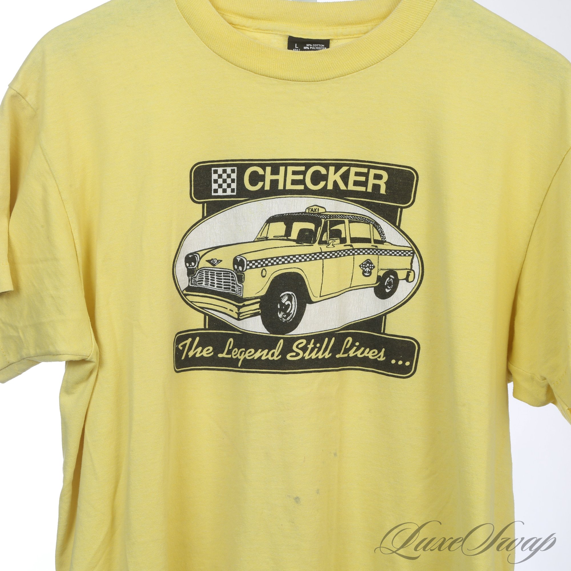 TRUE VINTAGE 1980S BEST TAG 50/50 YELLOW CHECKER CAB THE LEGEND STILL ...