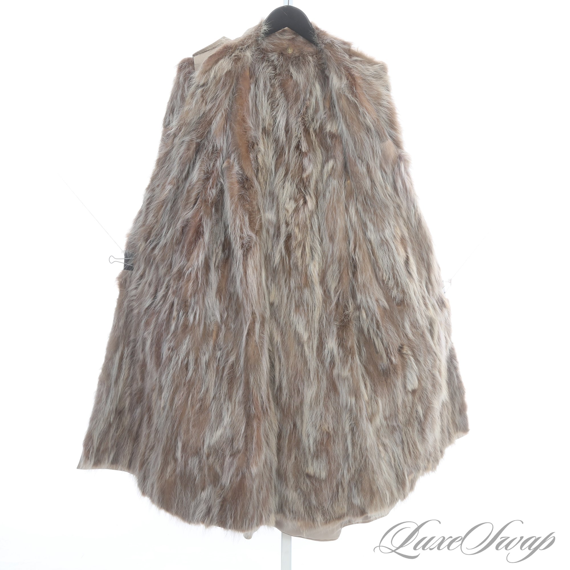 INSAAAANE VINTAGE 1980S TAN PLEATED TRENCHCOAT WITH GENUINE FUR FULL ...