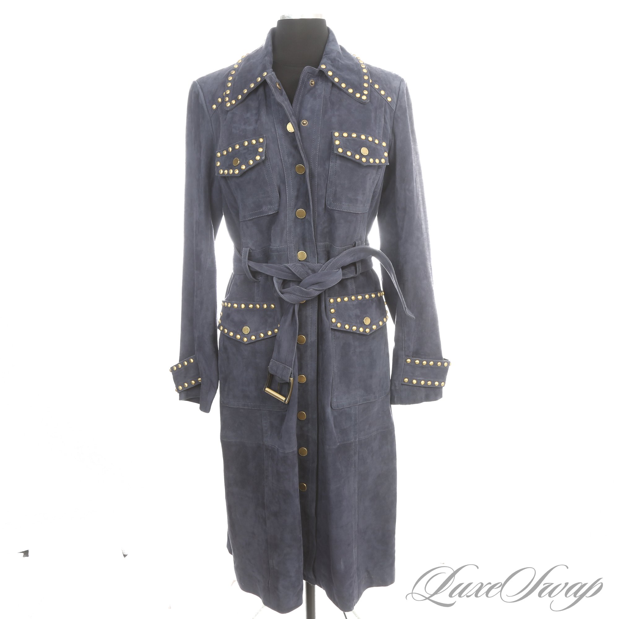 INSAAAANE BRAND NEW WITH TAGS MICHAEL KORS NAVY BLUE SUEDE BRASS ...