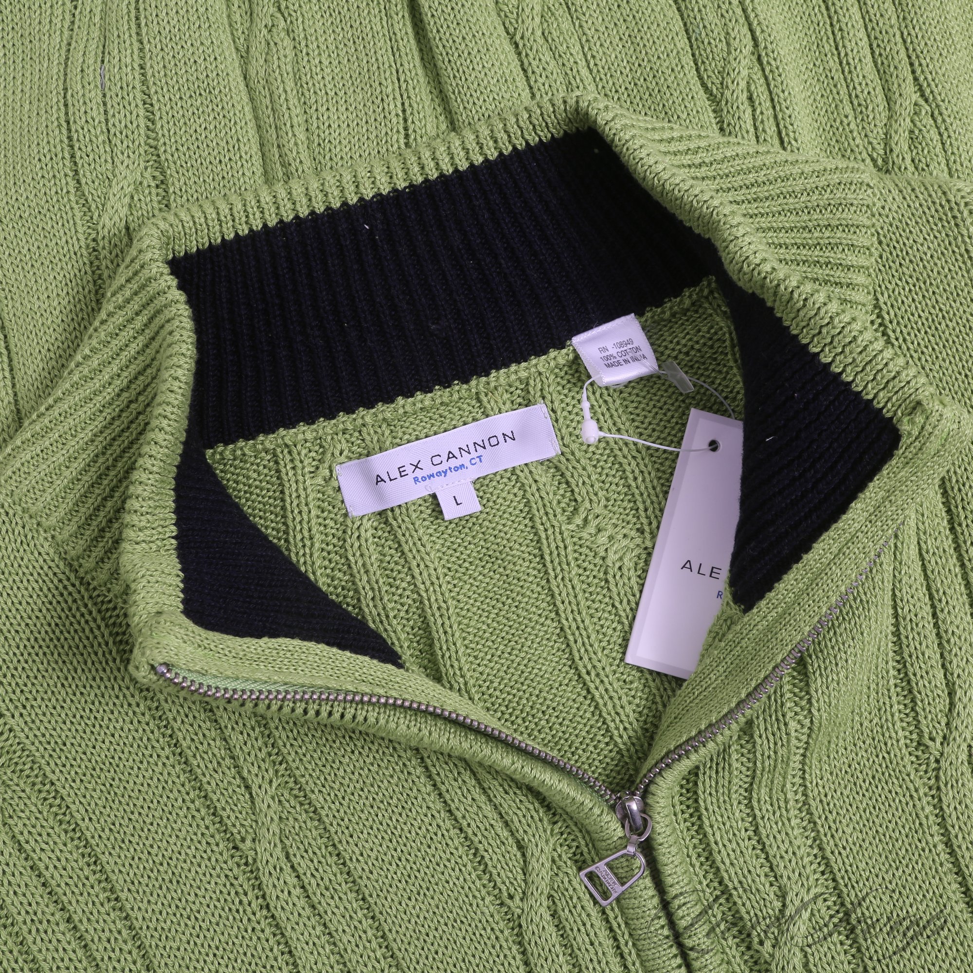 EXPENSIVE BRAND NEW WITH TAGS MENS ALEX CANNON BRIGHT GREEN CABLEKNIT 1 ...