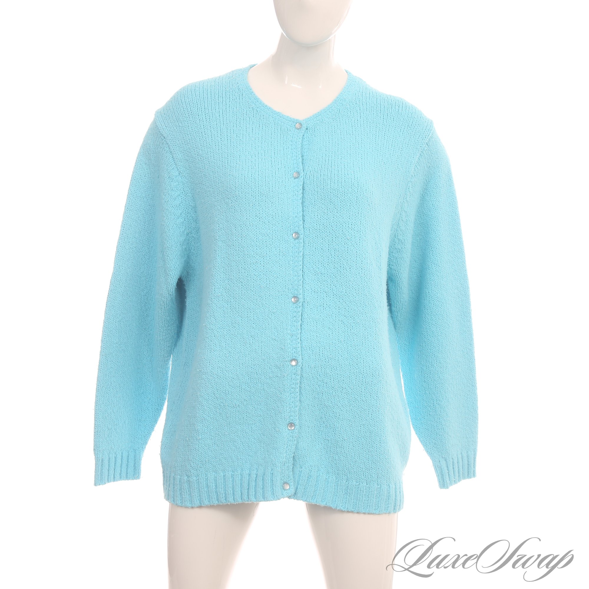 WHAT A COLOR! VINTAGE 1990S LEON LEVIN HAND LOOMED TRUE TIFFANY BLUE ...