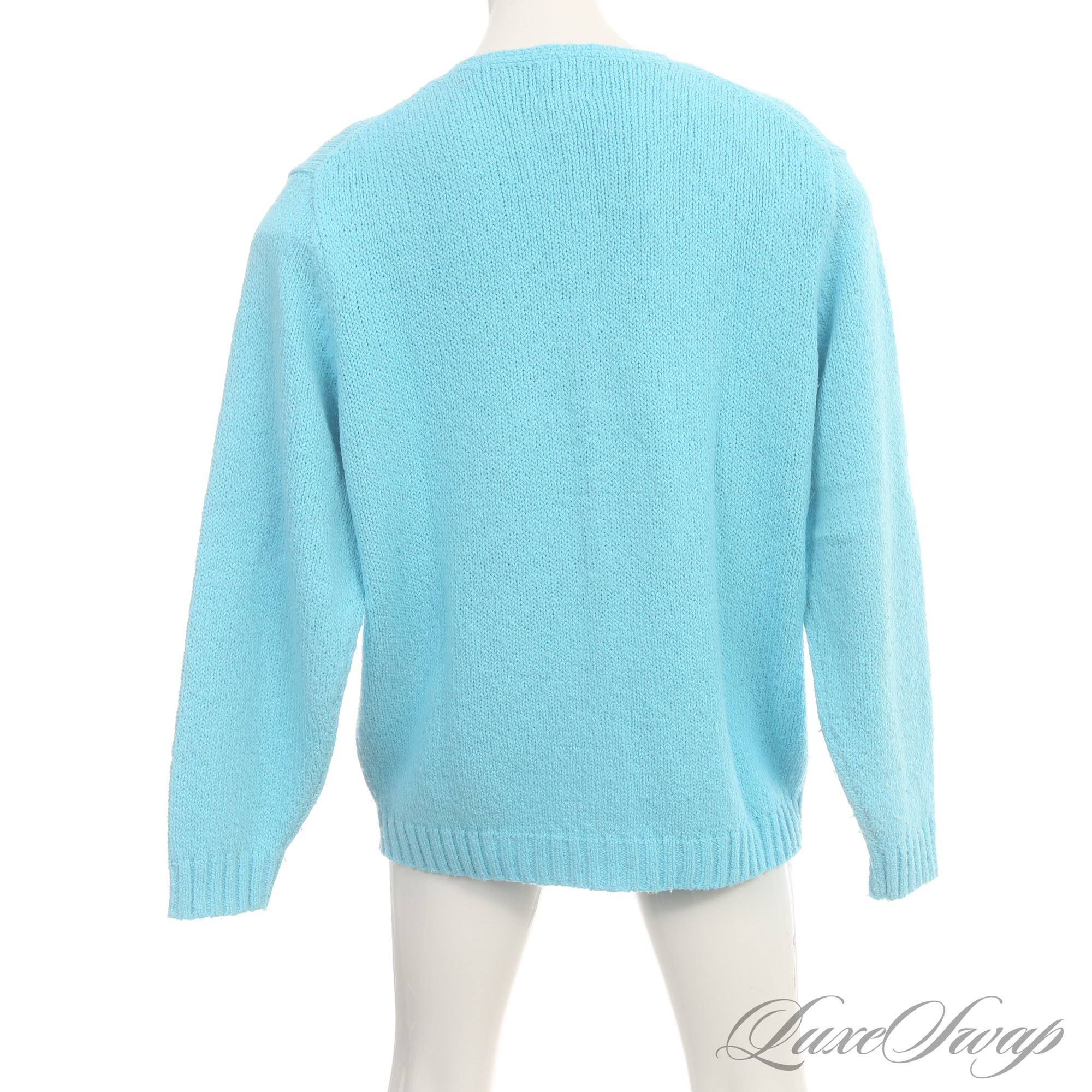 WHAT A COLOR! VINTAGE 1990S LEON LEVIN HAND LOOMED TRUE TIFFANY BLUE ...