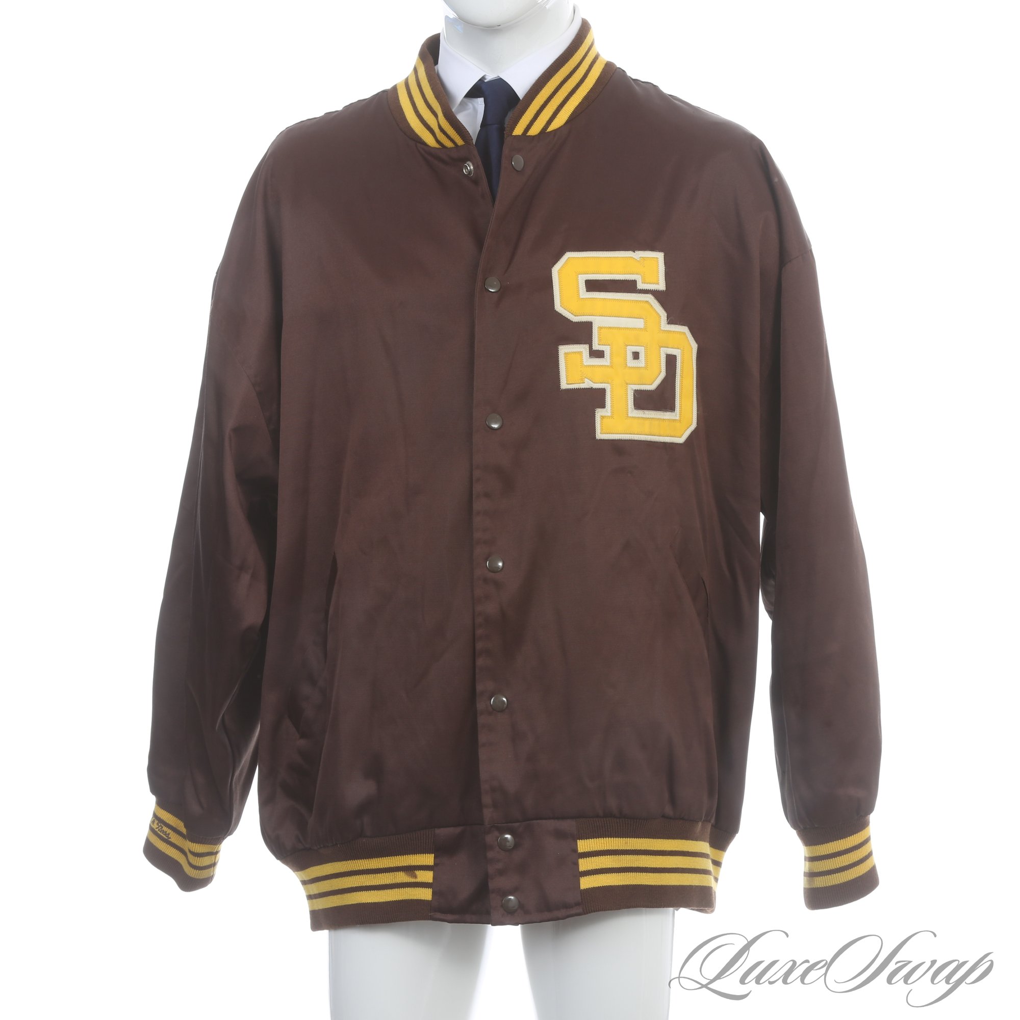 WHOA! NEO VINTAGE MITCHELL AND NESS COOPERSTOWN COLLECTION 1973 SAN DIEGO PADRES BROWN SATIN ...