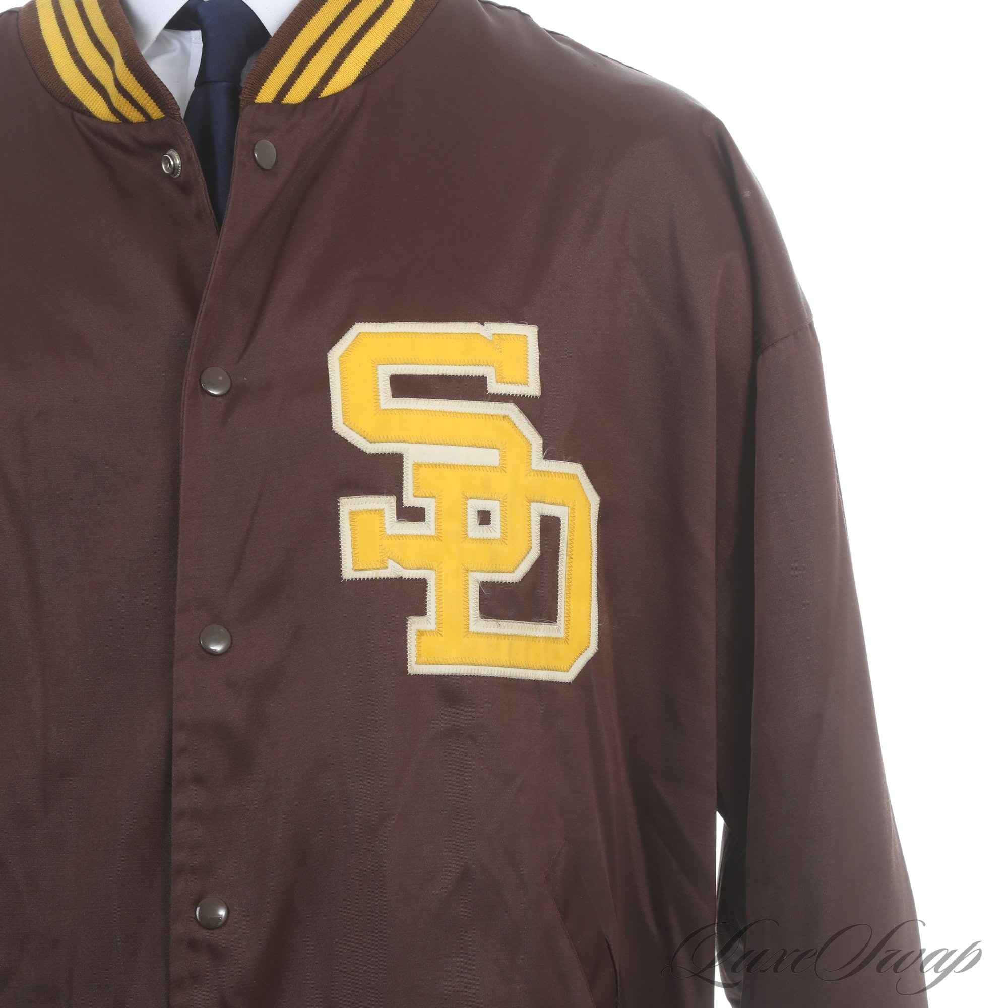WHOA! NEO VINTAGE MITCHELL AND NESS COOPERSTOWN COLLECTION 1973 SAN DIEGO PADRES BROWN SATIN ...