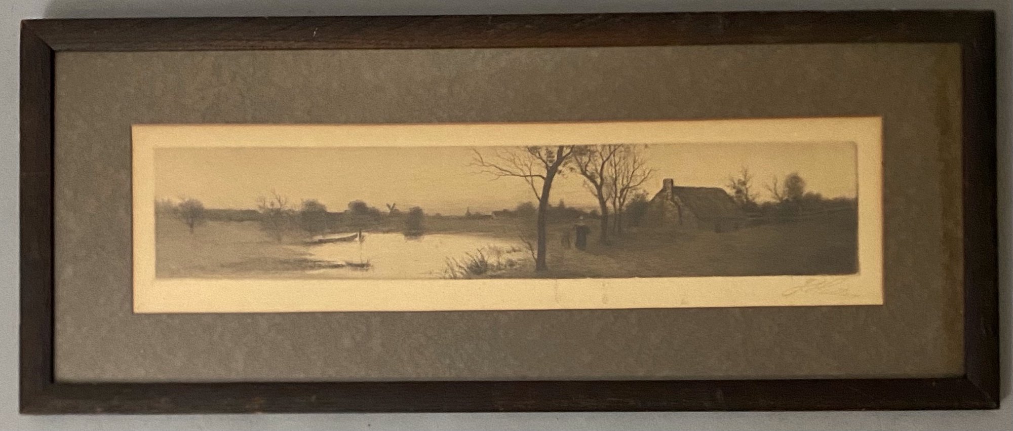 Lithograph Of A House With A Small Pond #4594 | Auctionninja.com