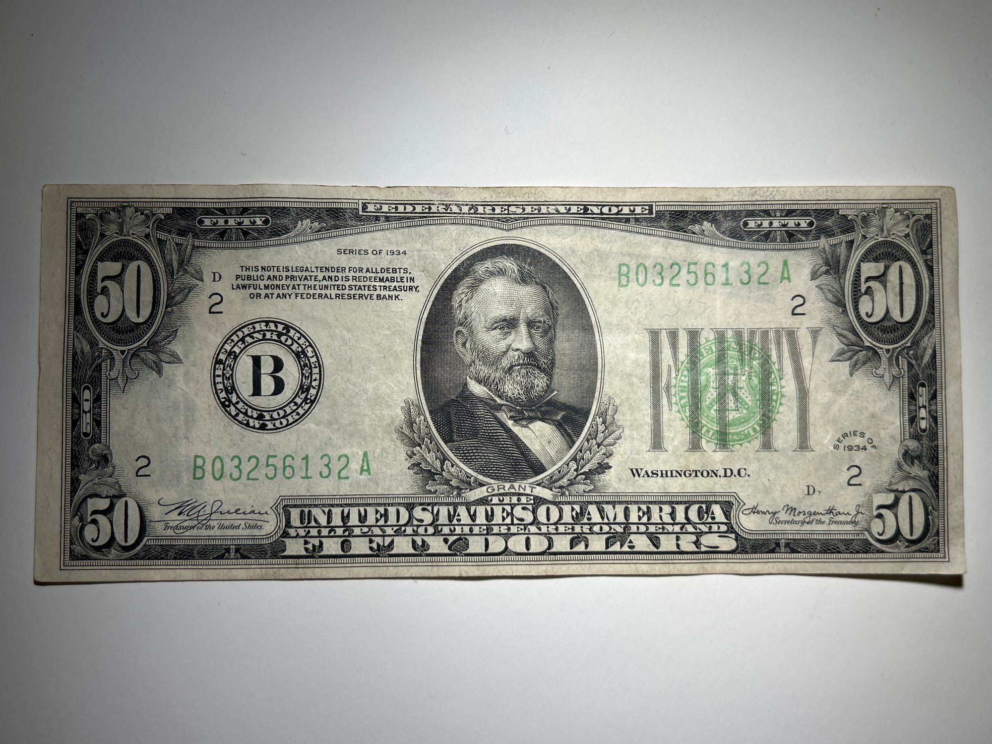 1934 50 Dollar Bill, Federal Reserve Note #6291 | Auctionninja.com