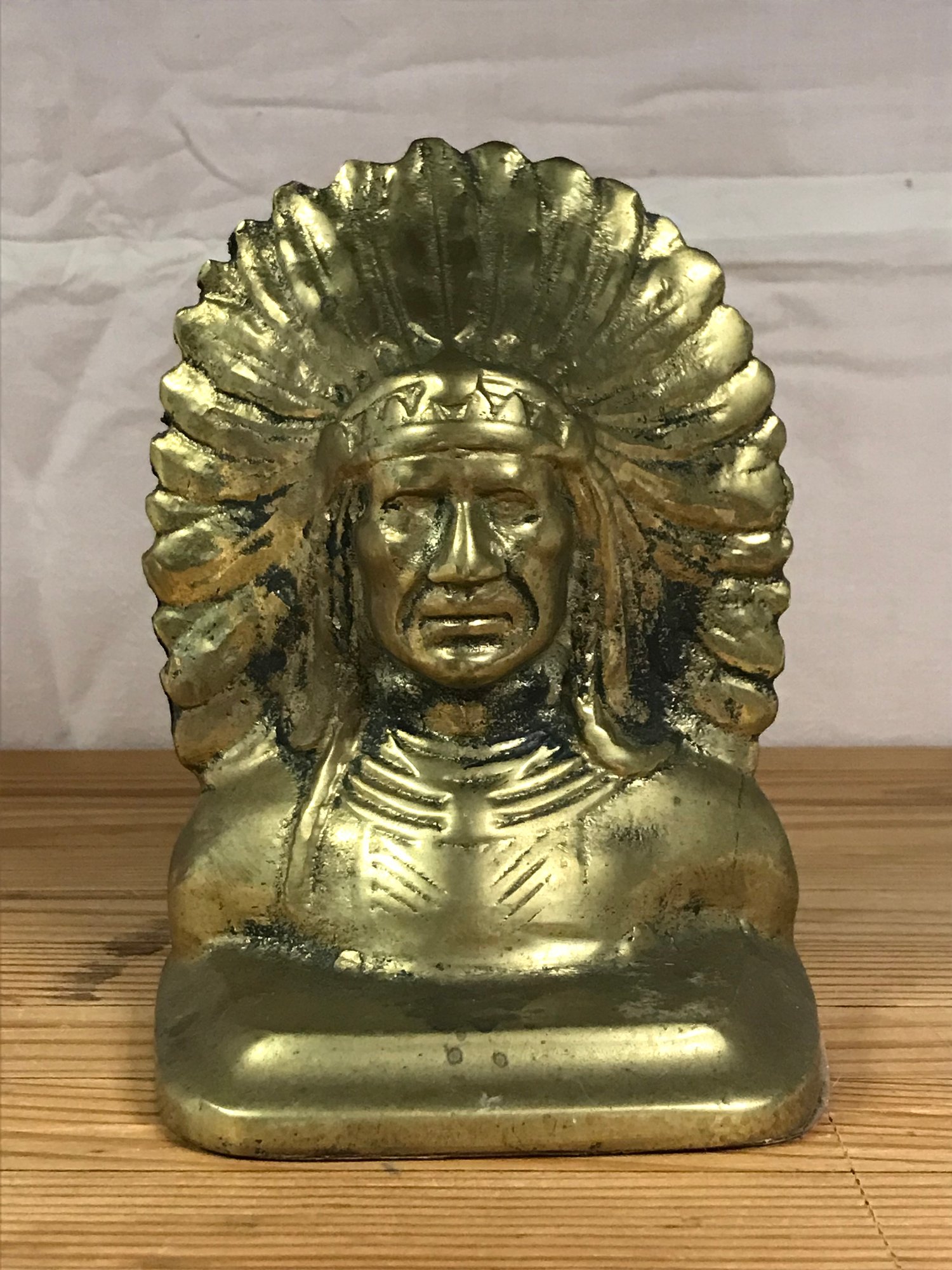 Solid Brass- Man With Headdress #1432983 | Auctionninja.com