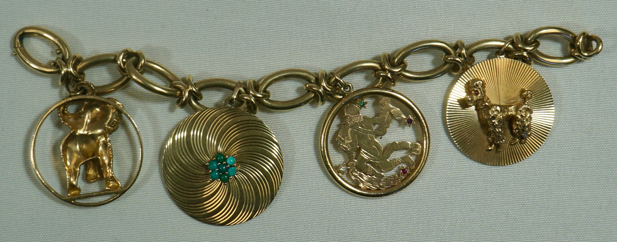 95- Incredible 14K Gold Charm Bracelet- 3.6 OZT/ 111.9 G- 7.5" L ...