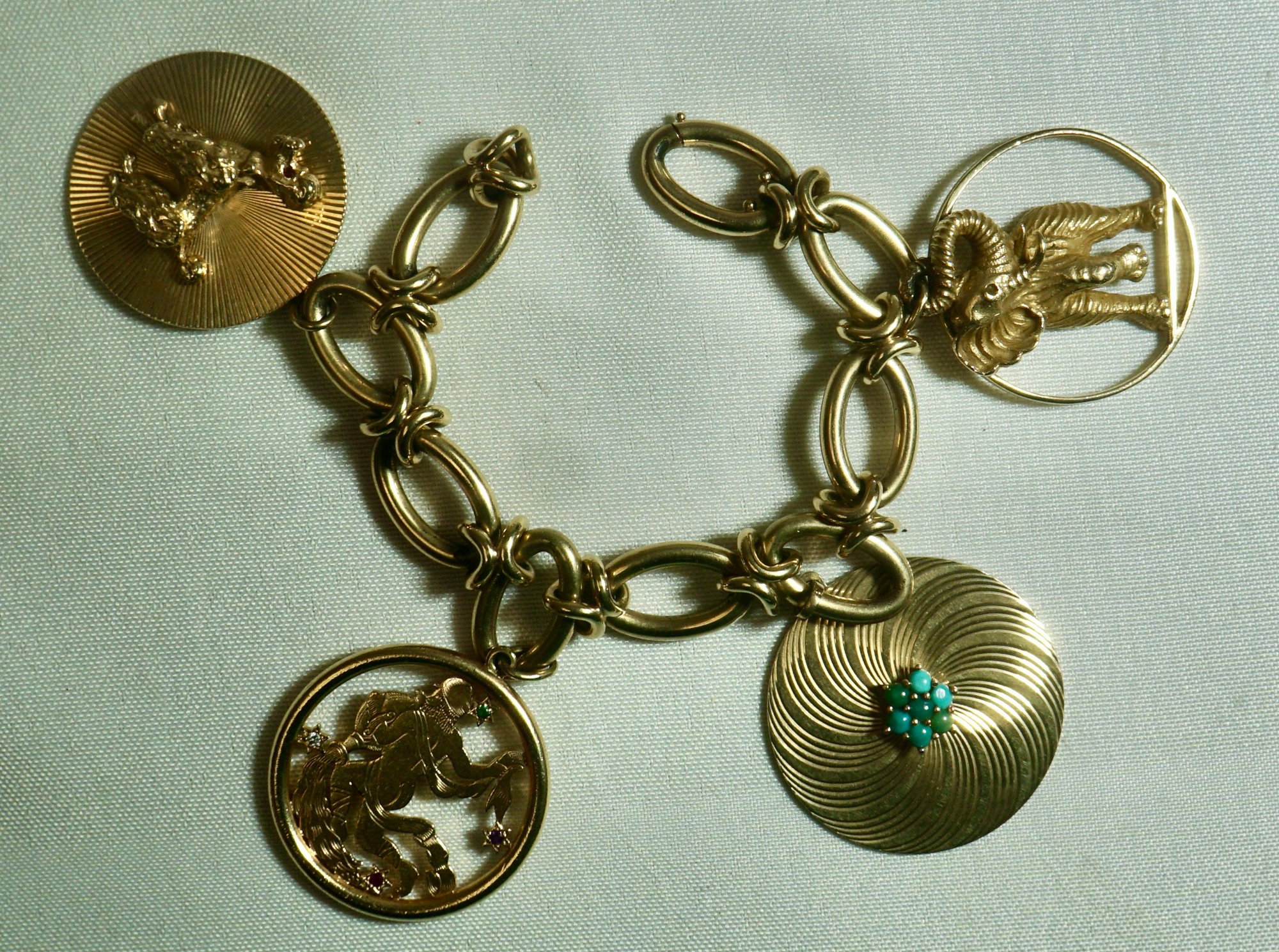 95- Incredible 14K Gold Charm Bracelet- 3.6 OZT/ 111.9 G- 7.5" L ...