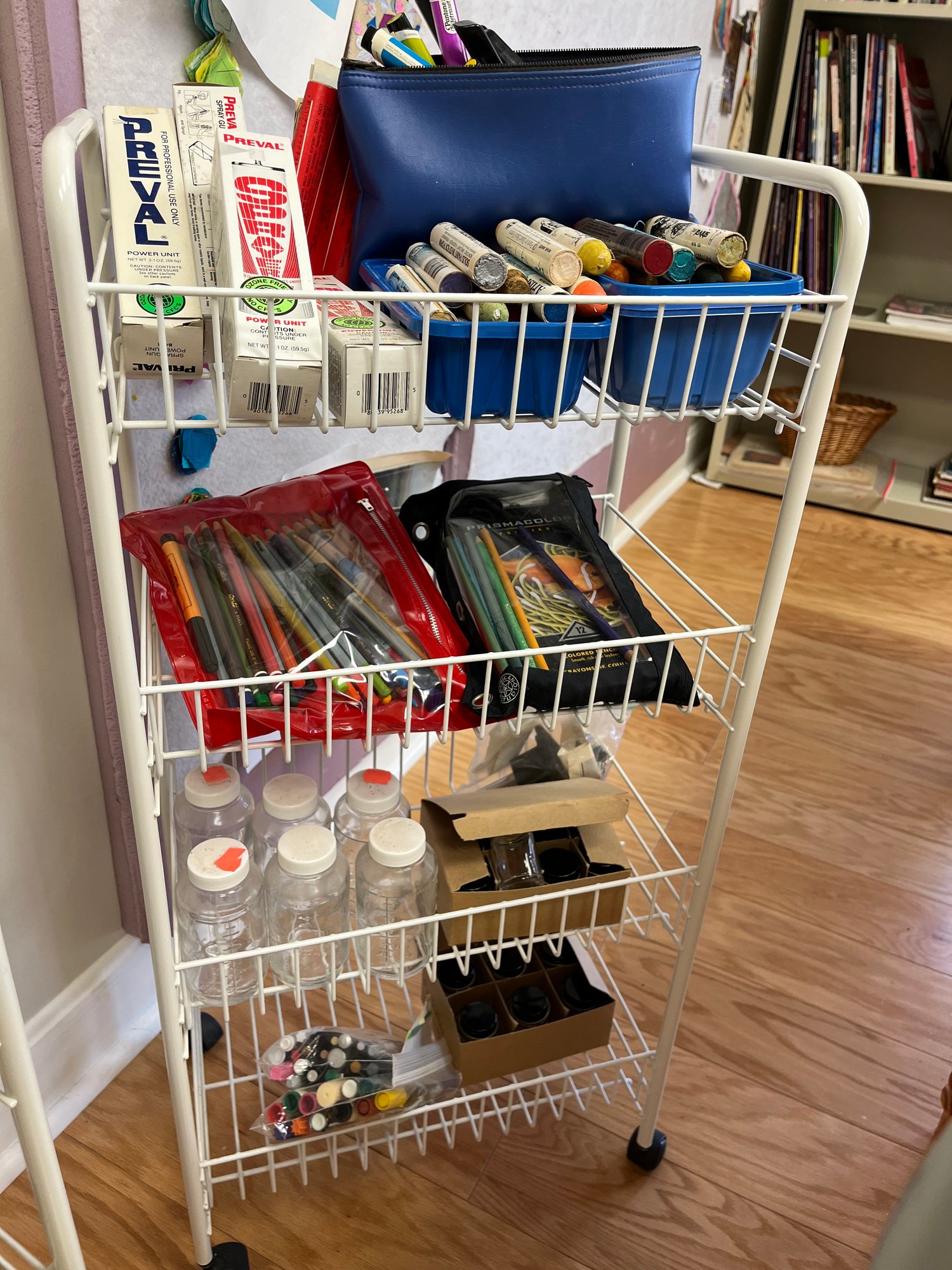 White Rolling Crafts Cart Includes New Paint Jar,s Fabric Pens And More ...
