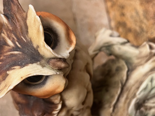 Large Porcelain Owl Figurine On Base By Riccardo Pennati #20617 ...