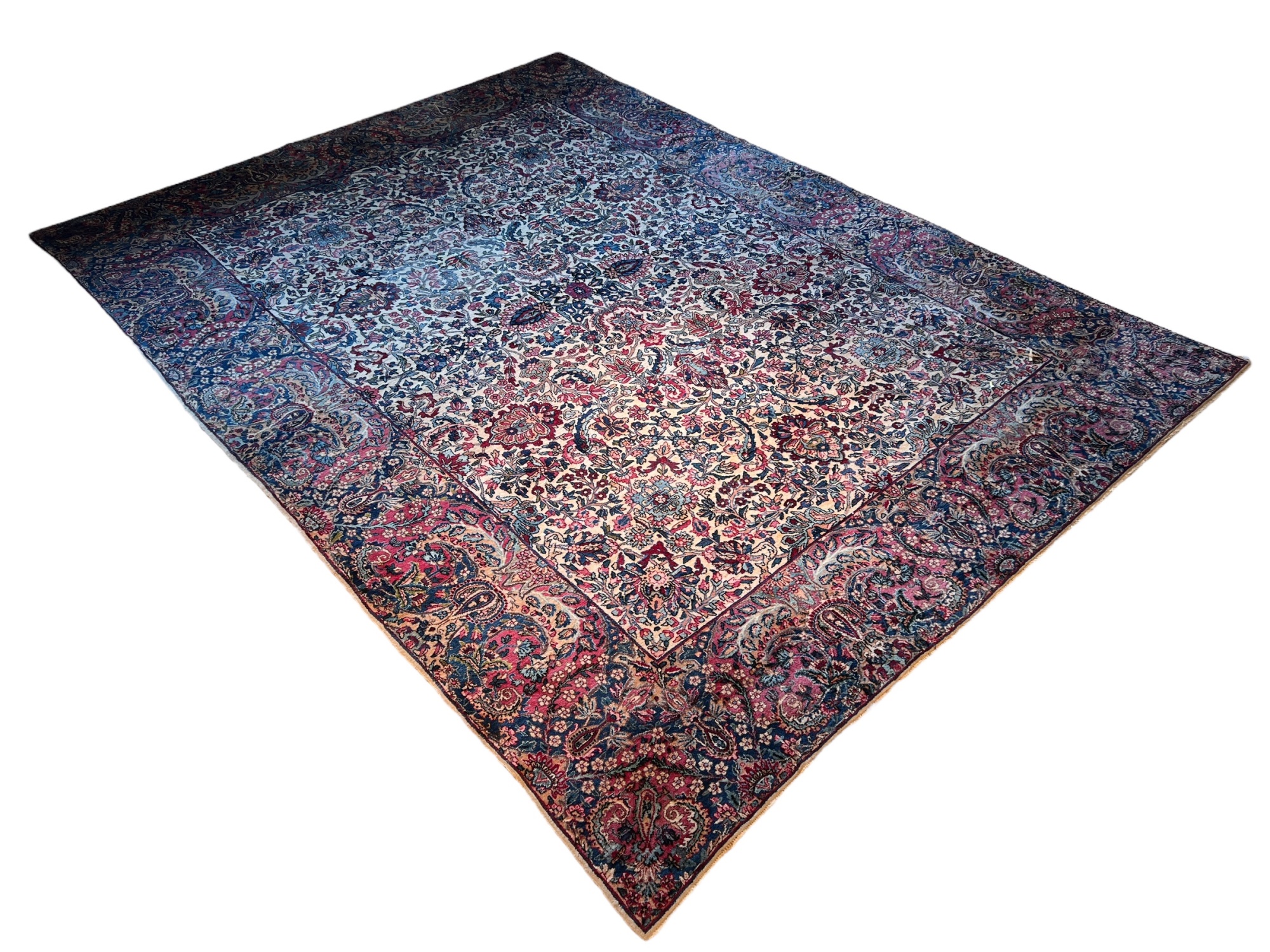 ANTIQUE ROOM-SIZED PERSIAN KERMAN ORIENTAL RUG #47778 | Auctionninja.com