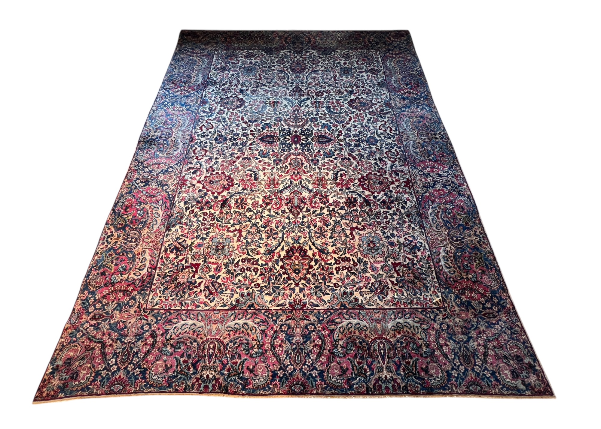 ANTIQUE ROOM-SIZED PERSIAN KERMAN ORIENTAL RUG #47778 | Auctionninja.com