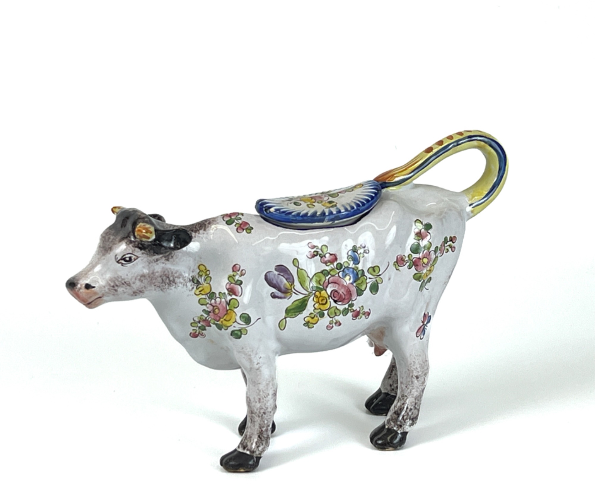 HAND PAINTED FRENCH FAIENCE COW CREAMER #48011 | Auctionninja.com