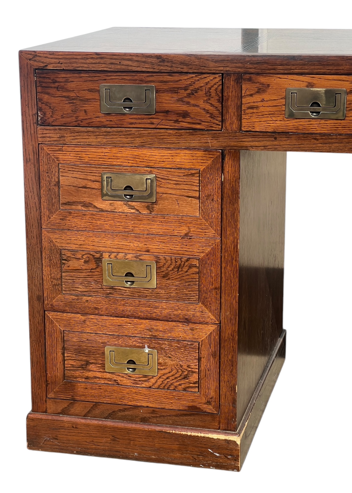 HENREDON OAK CAMPAIGN DESK with BRASS HARDWARE #52156 | Auctionninja.com