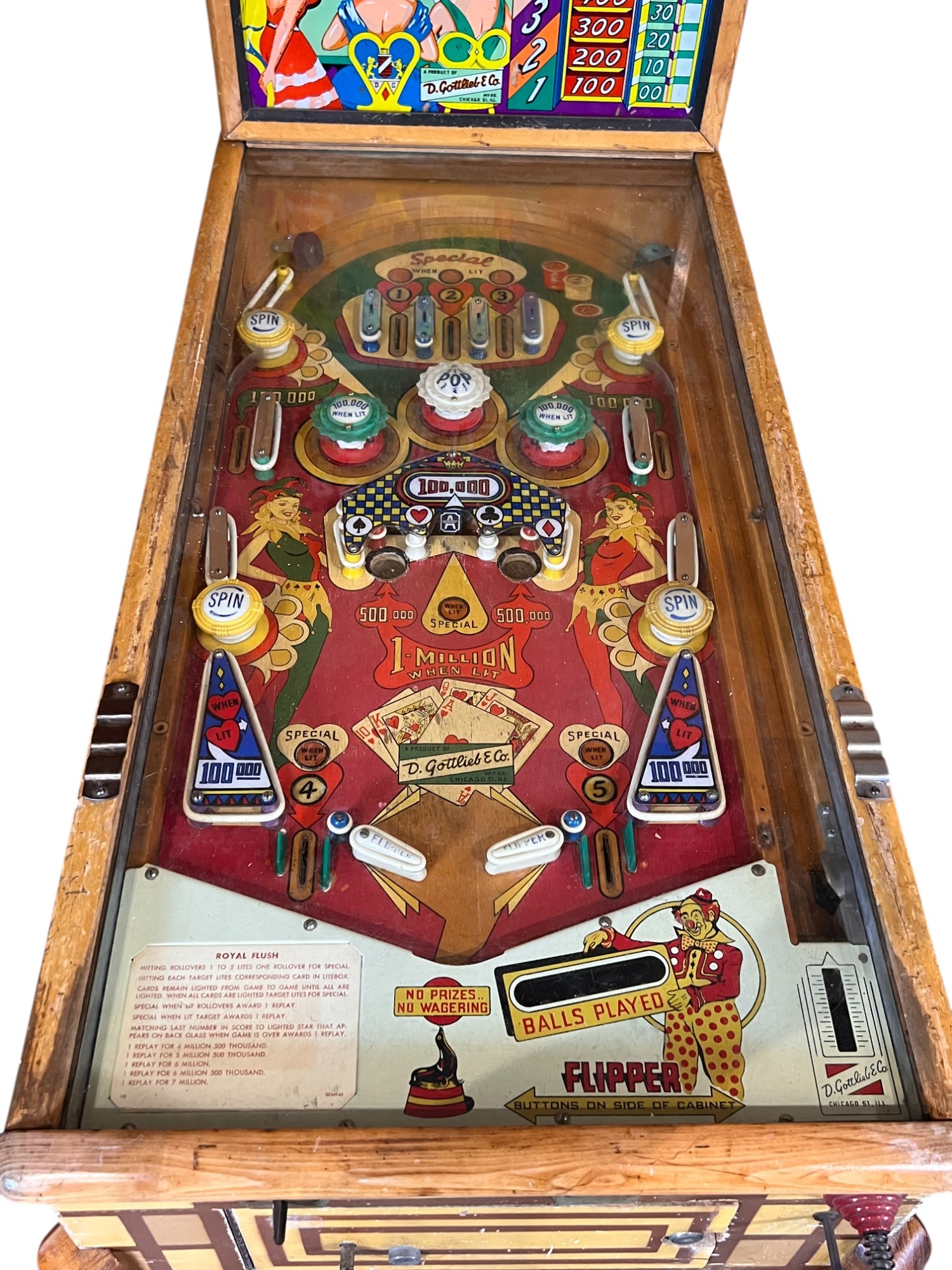 VINTAGE GOTTLIEB "ROYAL FLUSH" PINBALL MACHINE #54189 | Auctionninja.com