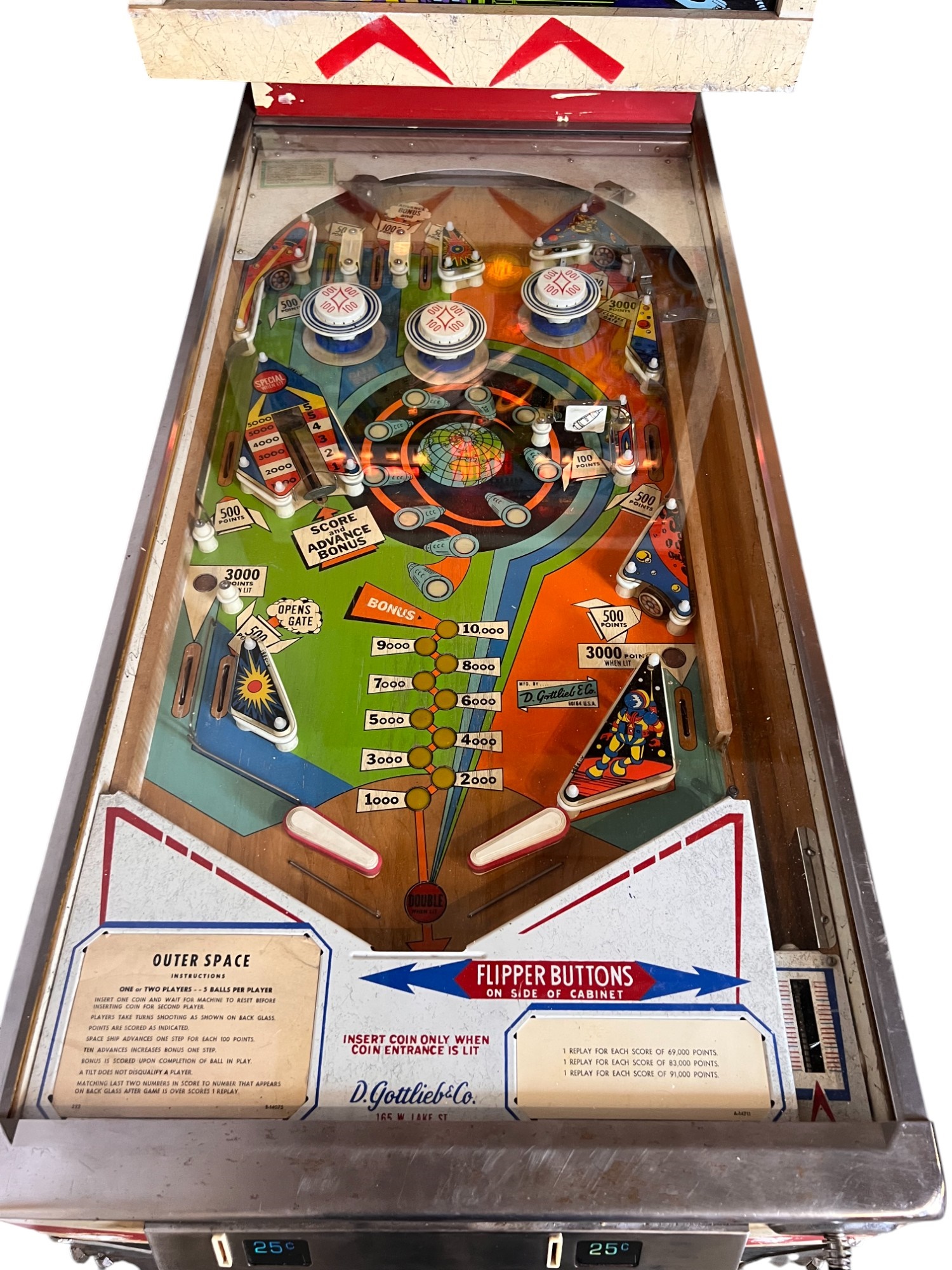 VINTAGE GOTTLIEB "OUTER SPACE" PINBALL MACHINE #54191 | Auctionninja.com