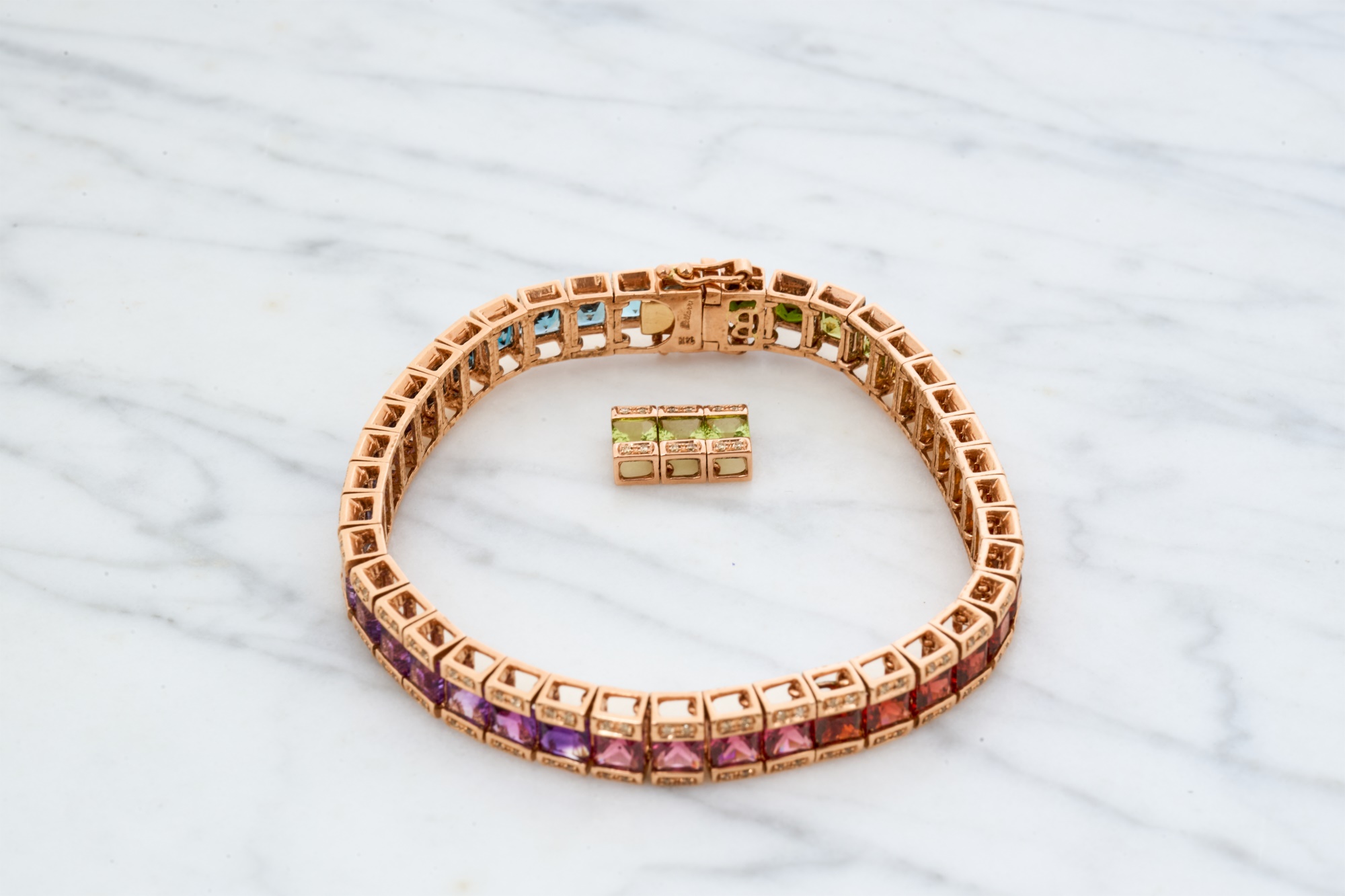 14k ROSE GOLD and MULTI GEMSTONE BRACELET #55008 | Auctionninja.com