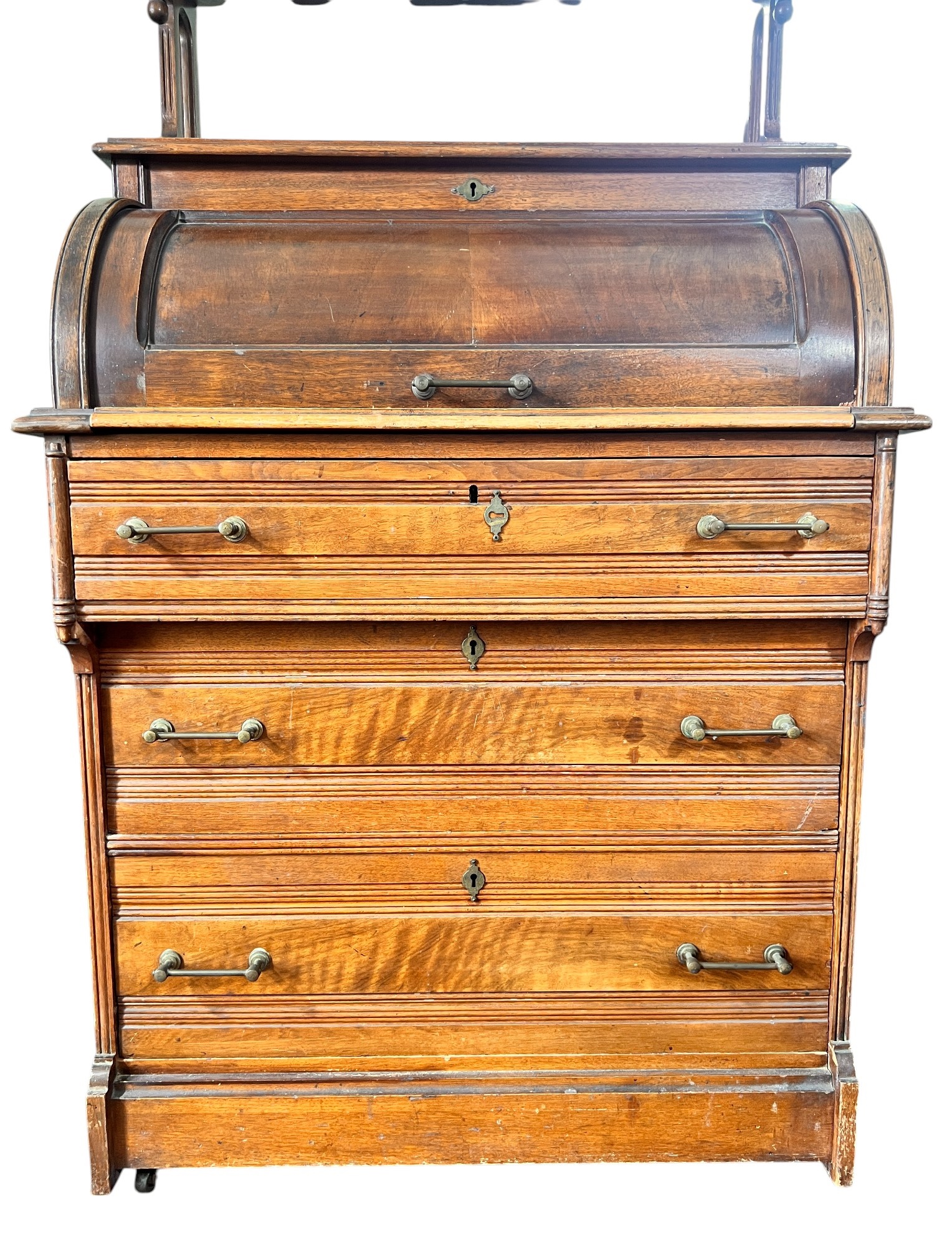 DIMINUTIVE MAPLE & WALNUT BARREL TOP DESK #55497 | Auctionninja.com