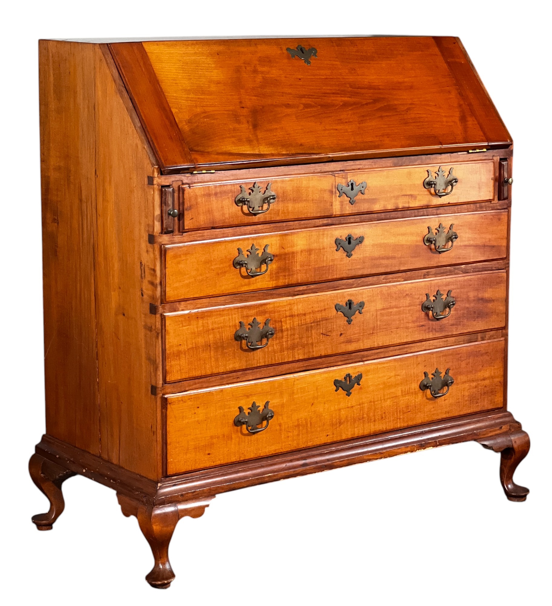 (18th c) QUEEN ANNE MAPLE FALL FRONT DESK #55471 | Auctionninja.com