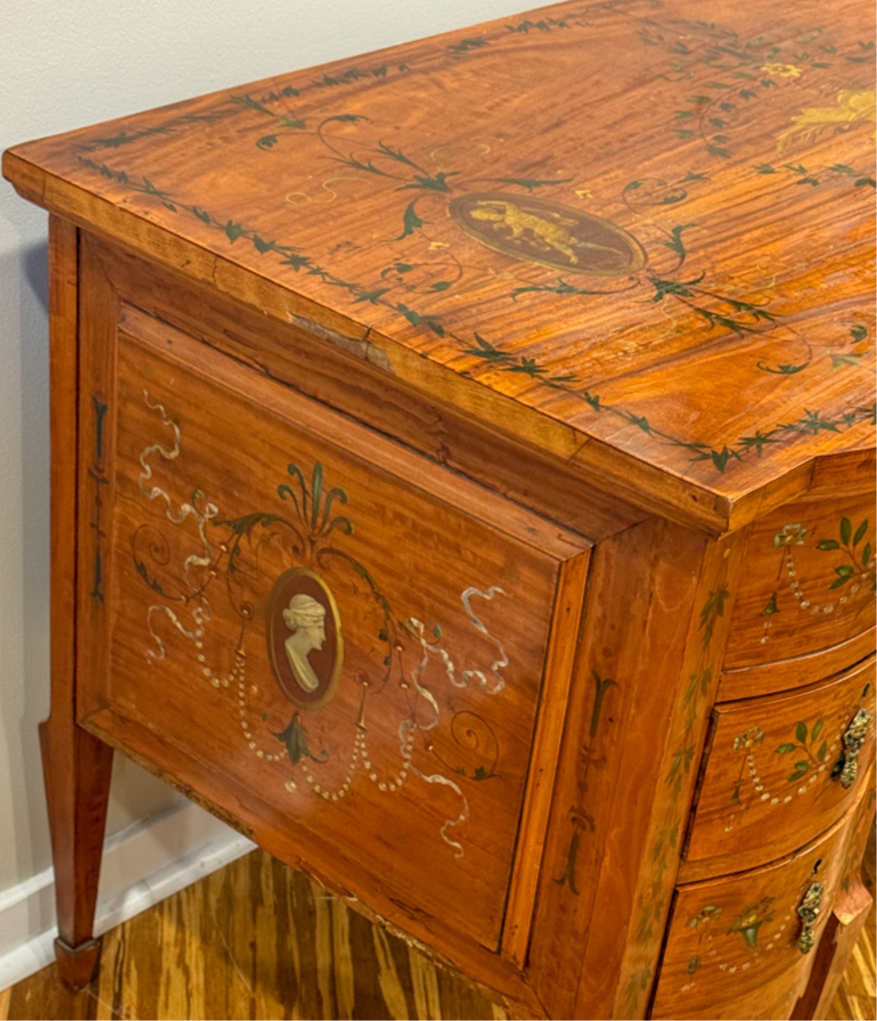 HAND PAINTED (2) BANK ADAMS DESK W CADUCEUS #56131 | Auctionninja.com