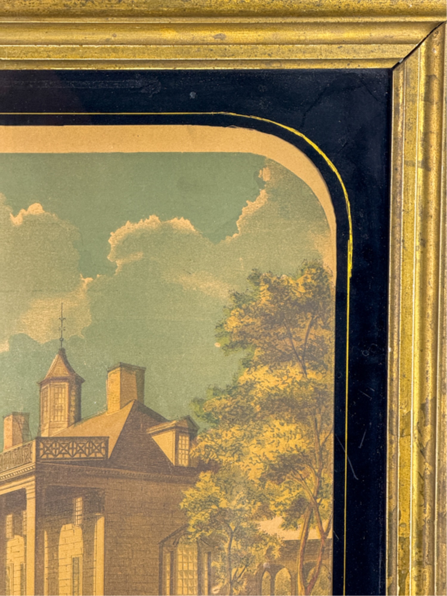 MT VERNON COLORED LITHO IN REVERSE GLASS PAINTED FRAME #56141 ...