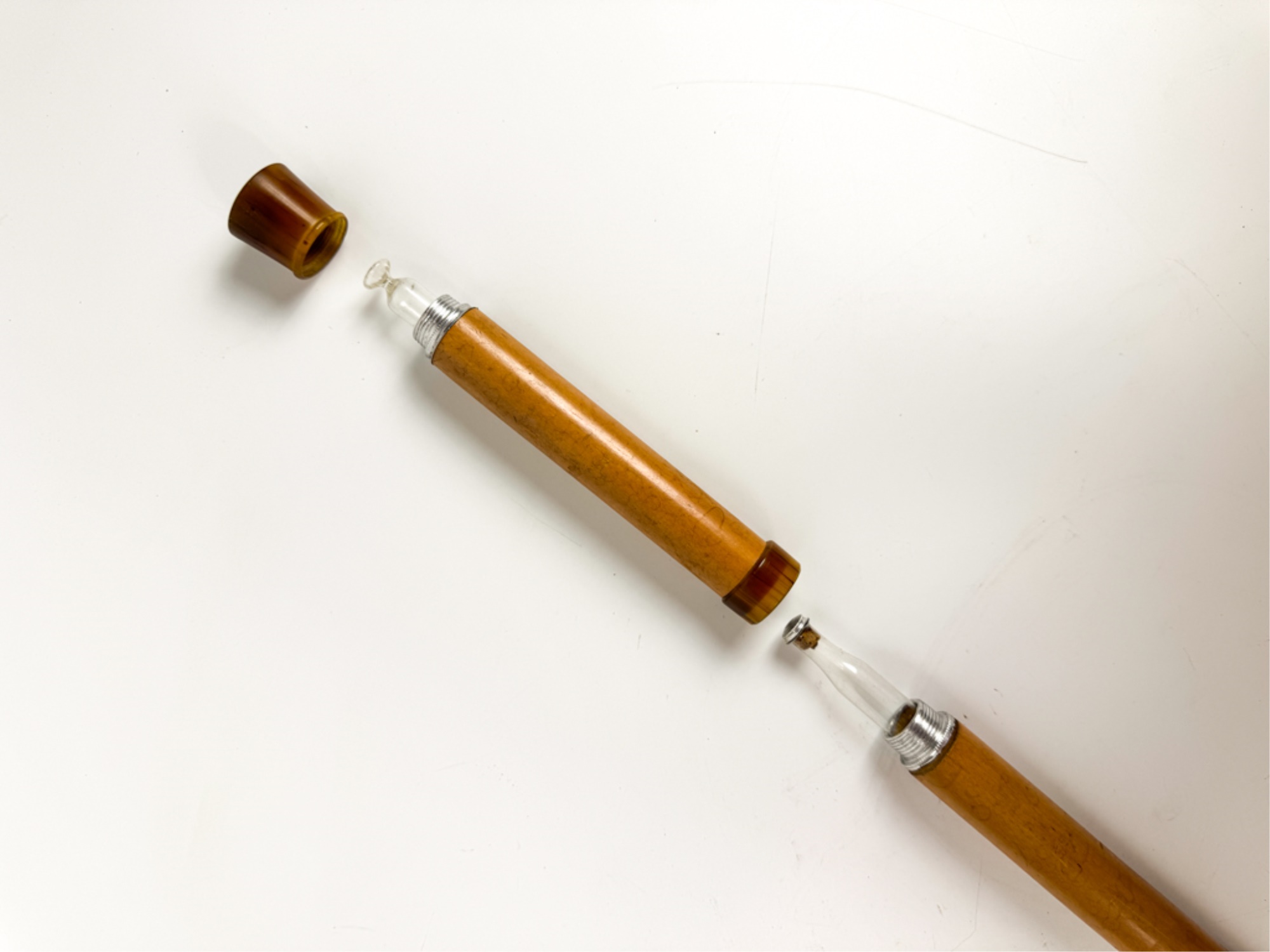 (2) CHAMBERED WALKING STICK w LIQUOR BOTTLES #57077 | Auctionninja.com