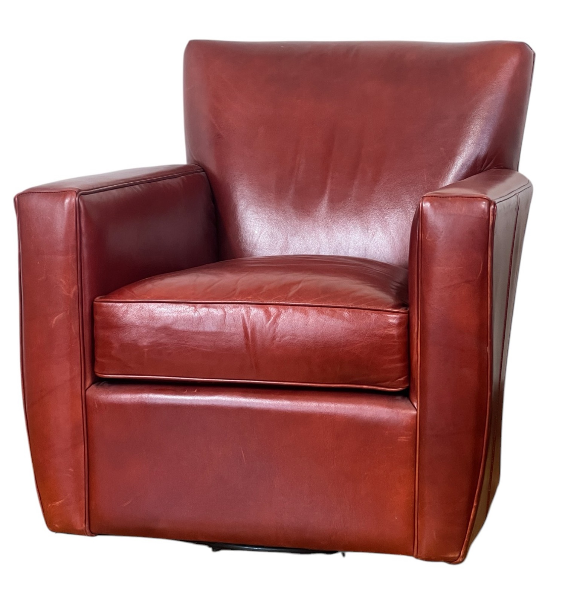 CLUB CHAIR UPHOLSTERED in LIBRARY RED LEATHER #57427 | Auctionninja.com